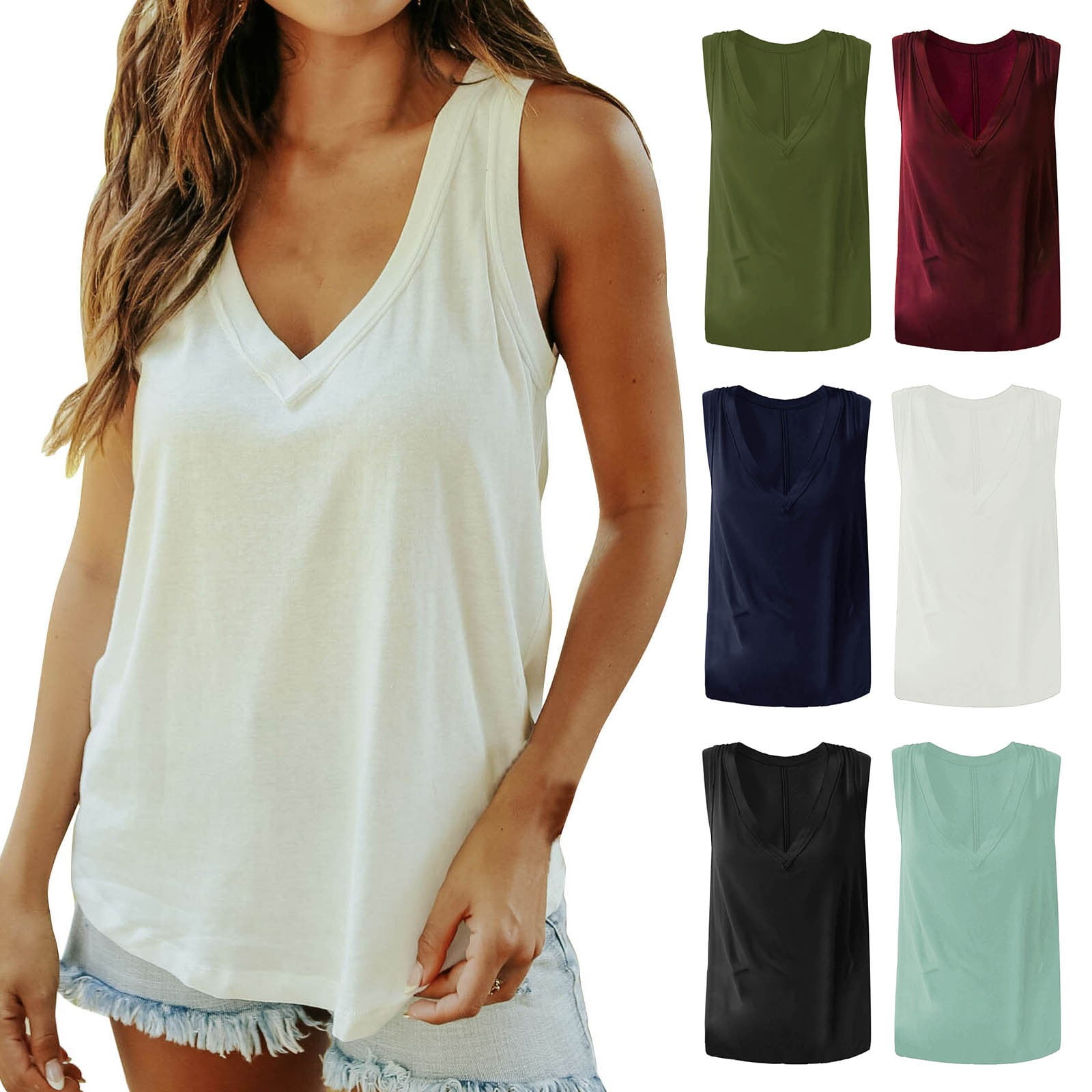 Hpapadks Womens Tankini Tops Strap Tanks Trim Backless Vest Going Out ...