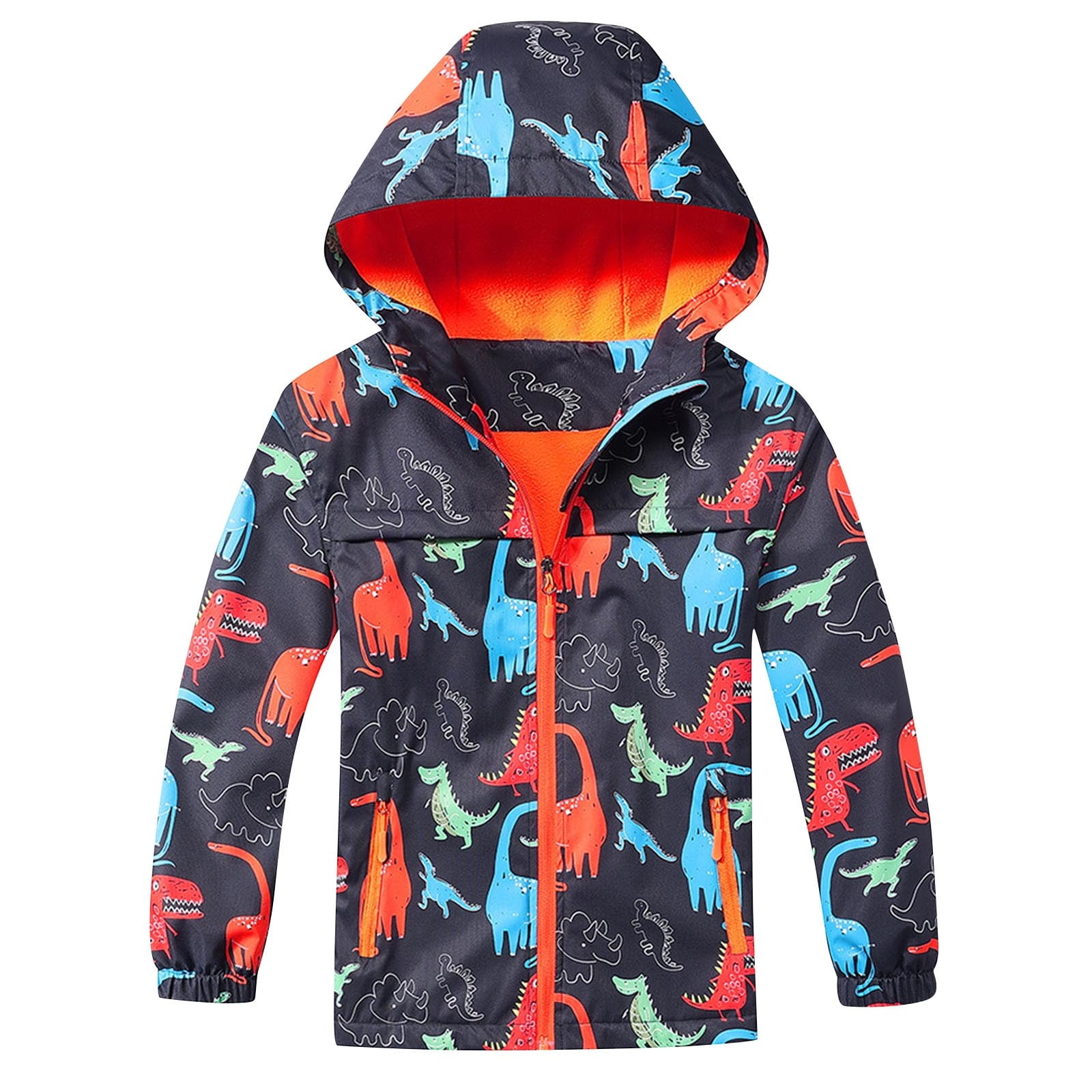Hpgjzj 2024 Fall Jackets for Toddler Kids Cartoon Dinosaur Print Zip Up Hooded Jacket Boys Girls ...