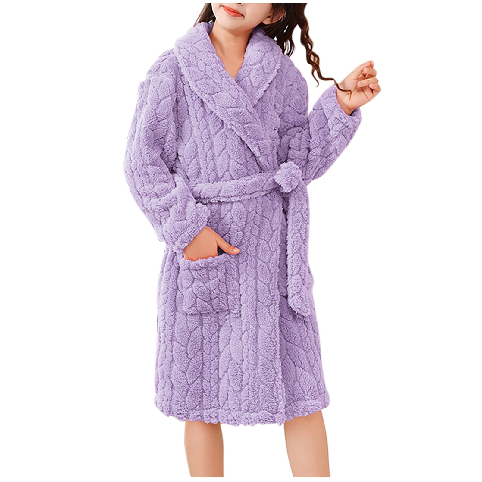 Hpgjzj Girls & Boys Twist Fleece Robes, Hooded Soft Warm Bath Robe for ...