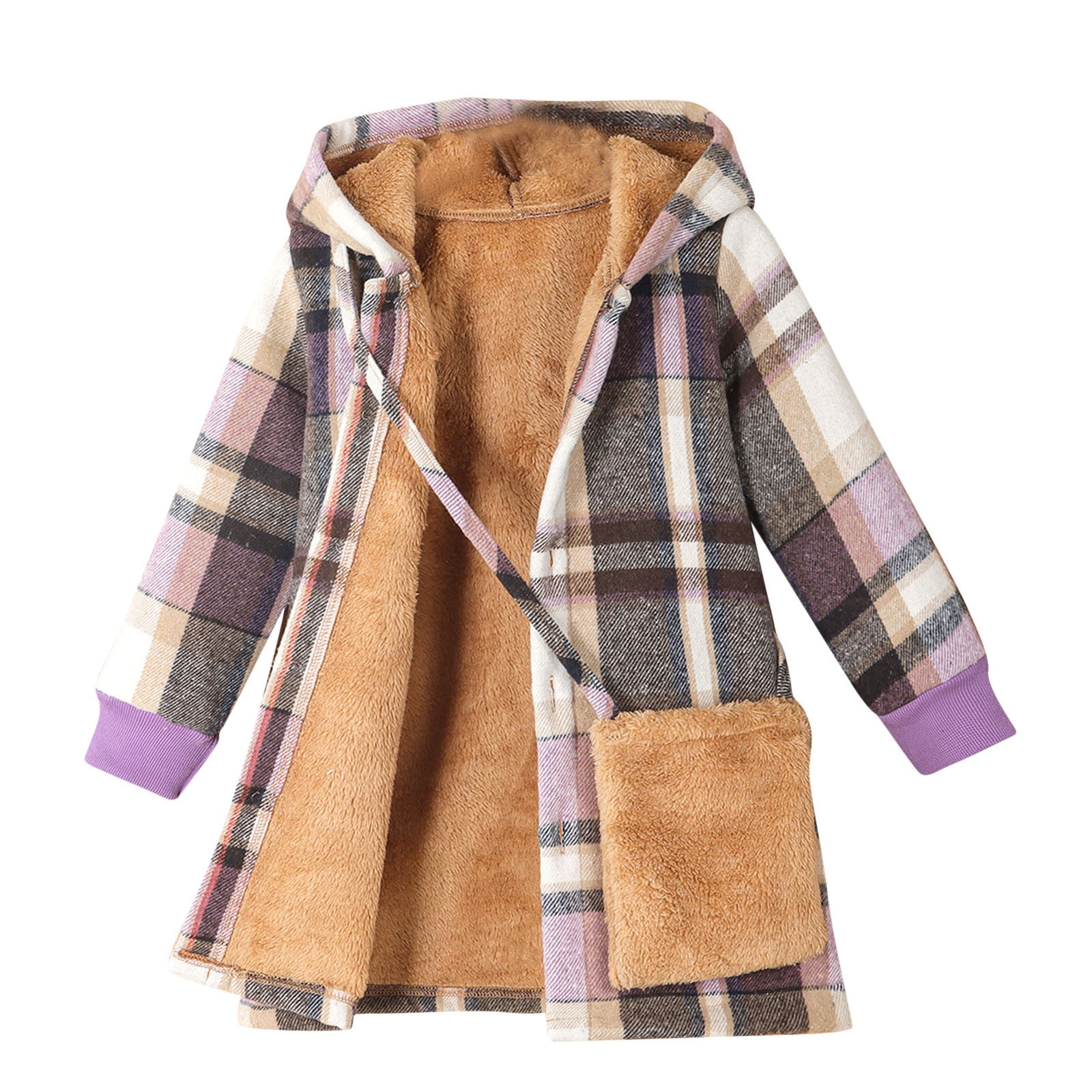 Hpgjzj Kid's Flannel Hooded Plaid Shacket 2024 Thick Coat Winter Coat ...