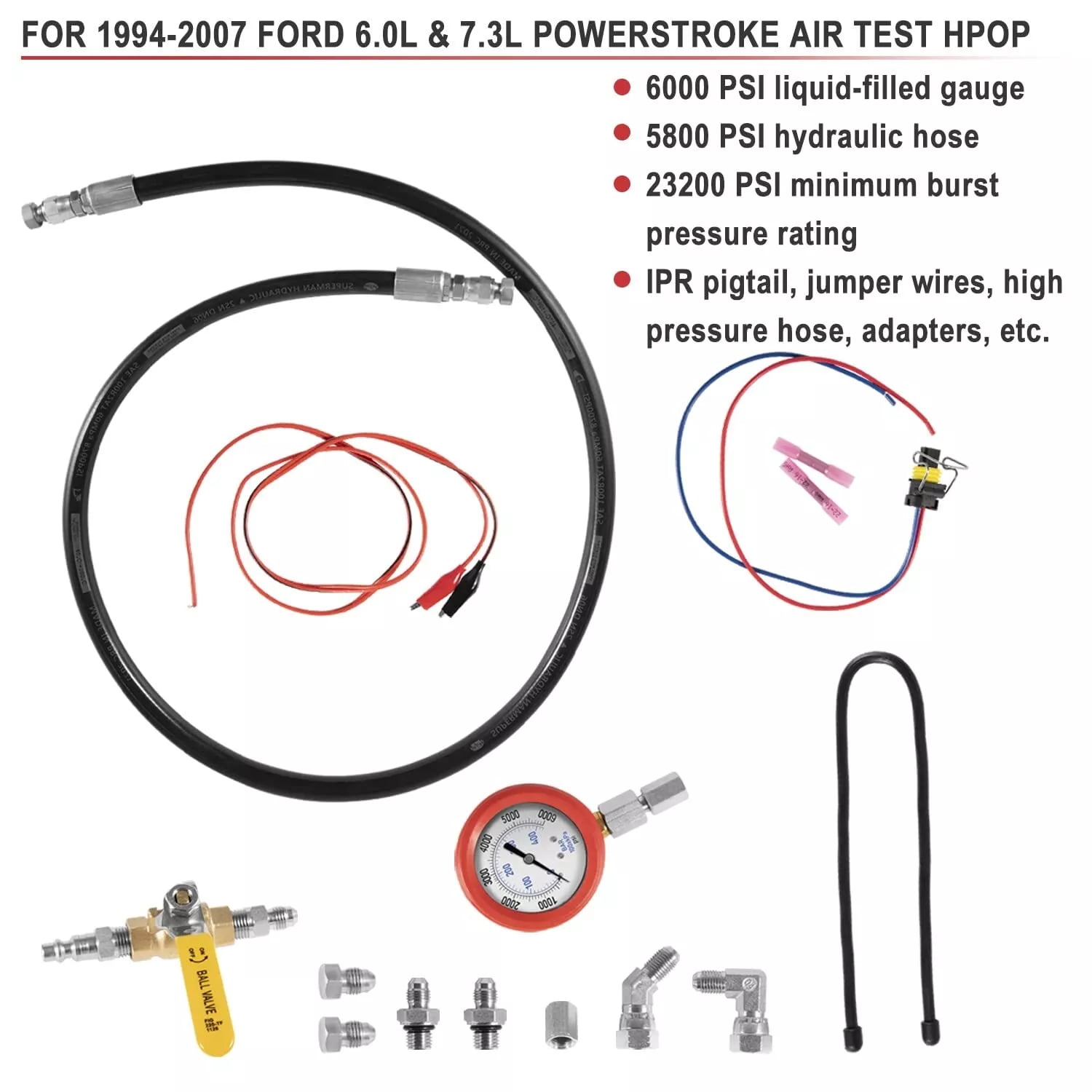Hpop Test Tool High Pressure & Air Leak Text Gauge Tool Fit Ford 6.0L,7 ...