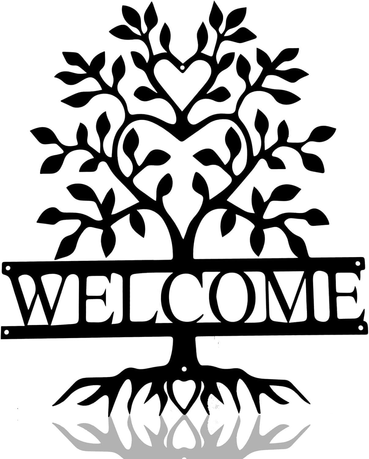 Hppybiry Metal Welcome Sign for Front Door Tree of Life Wall Art ...