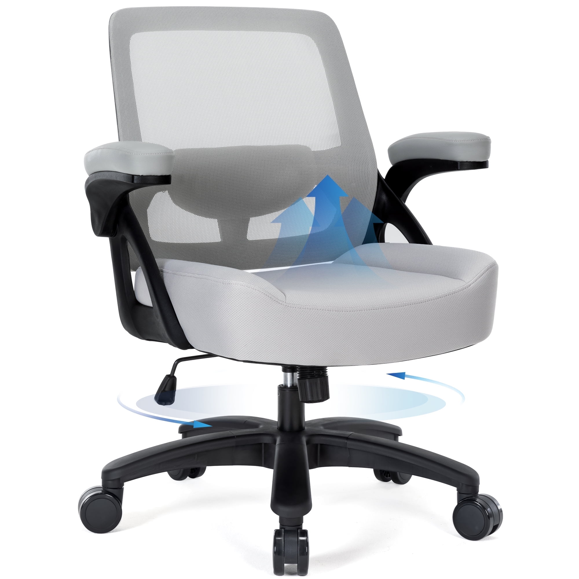 Hramk Light Gray Task Chair, Home Office Desk Chair for Adults, 400lb ...