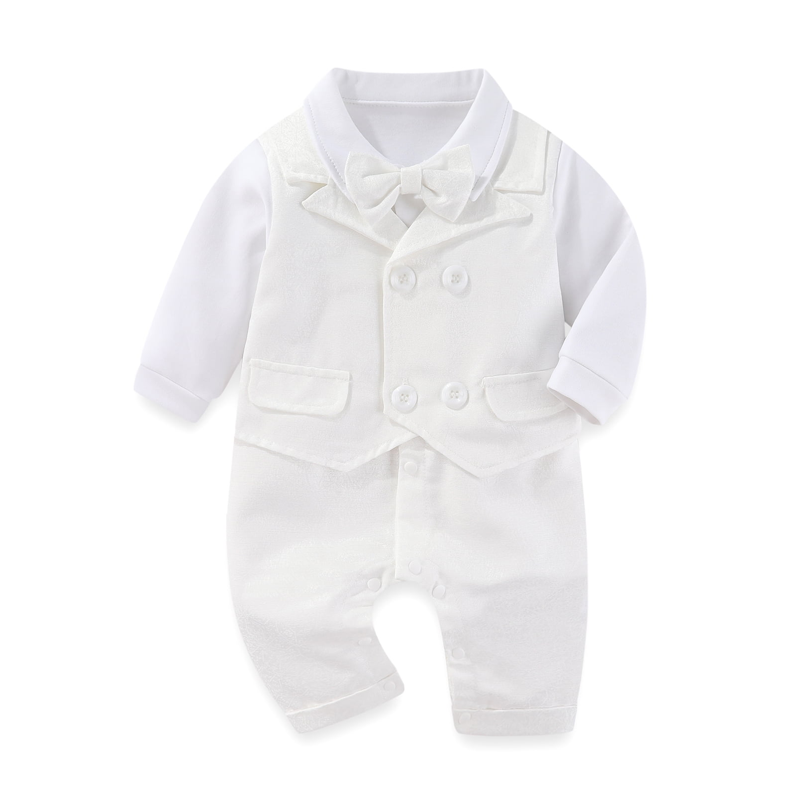 Hresadio Baby Boy Baptism Long Sleeve Christening Outfits Romper ...