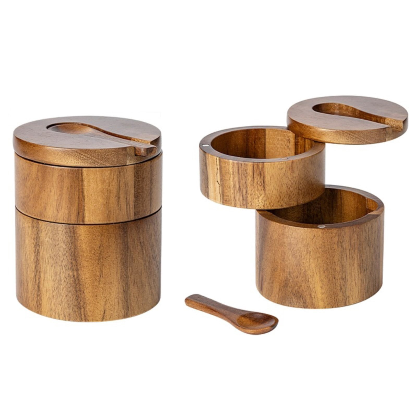 Hrispe 2 Wood And Pepper Bowl Cellar Bowl Box Holder With In Spoon And ...