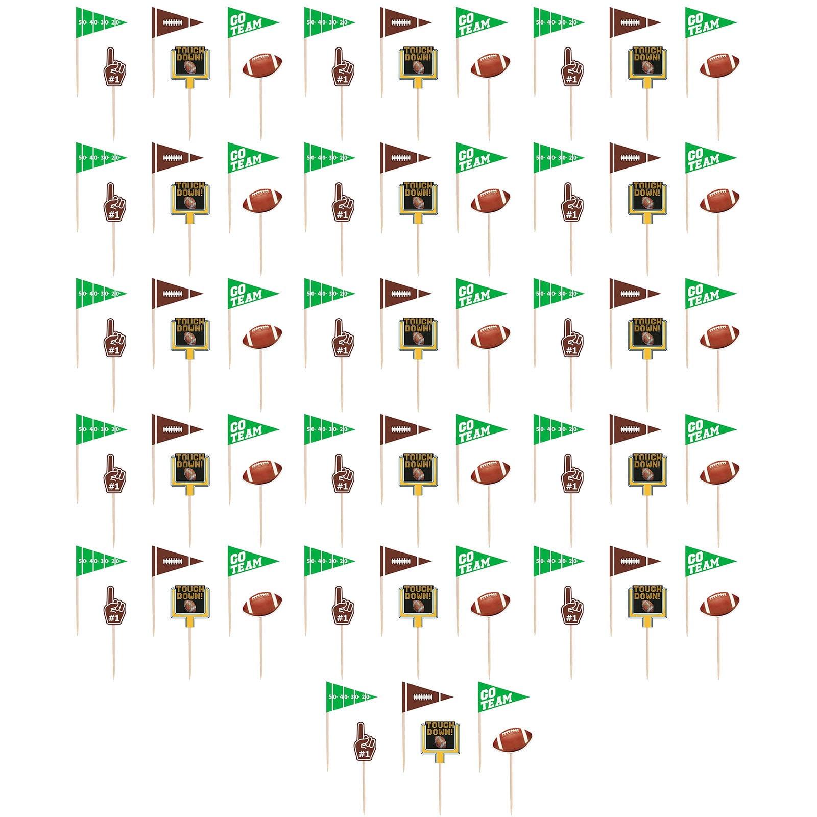 Hrispe Dessert Card Insertion 96Pcs Football Cupcake Toppers Disposable ...