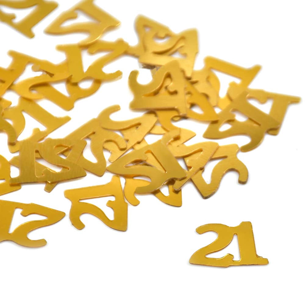 Hrovsur Gold 21 Confetti ZS23 Glitter for Birthday - Number 21 Confetti ...