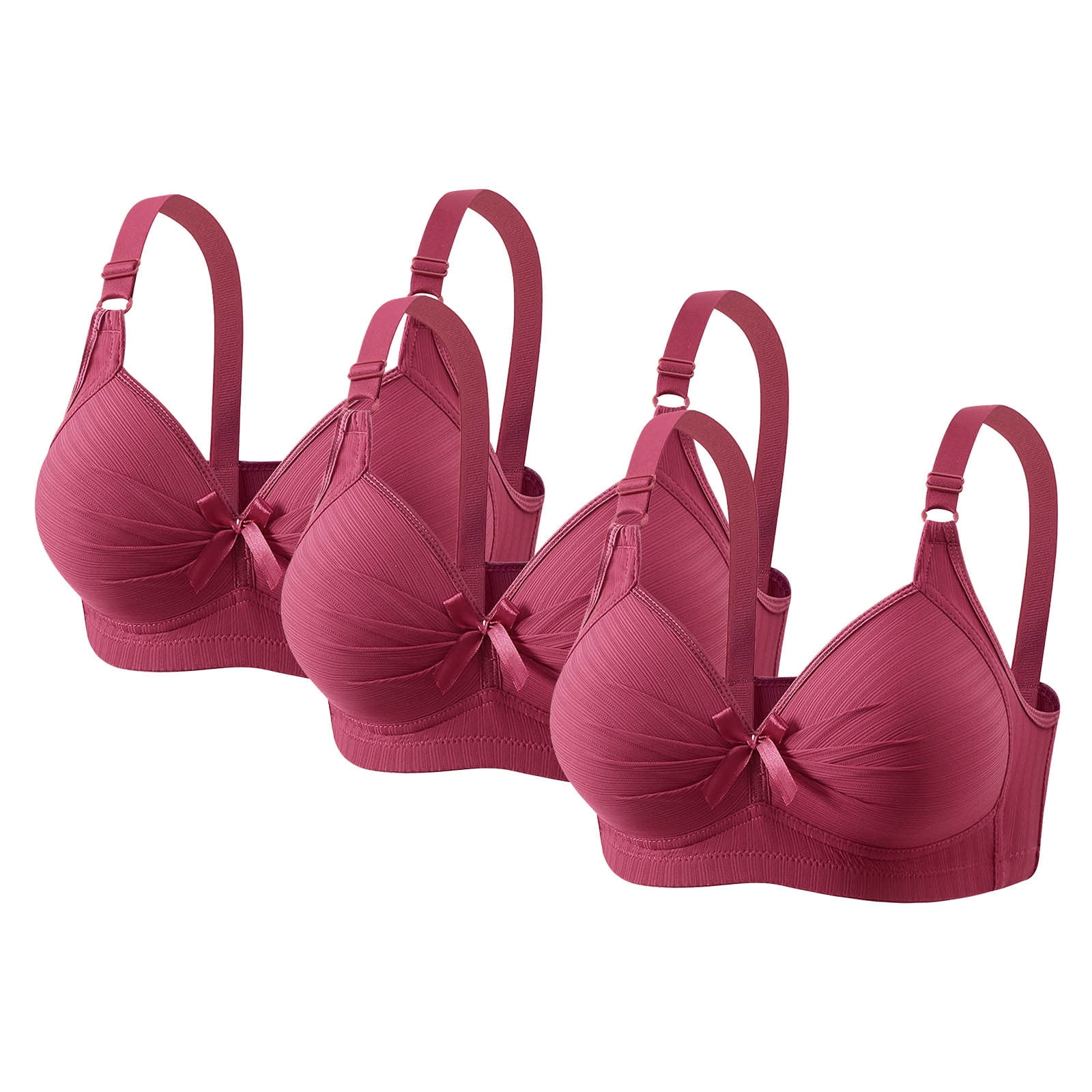 Hrsba 3PC Womens Wireless Everyday Bras Traditional Thin Molded Cup Bra ...