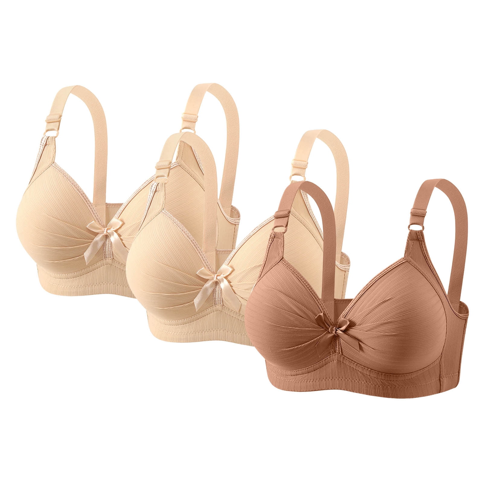 Hrsba 3PC Womens Wireless Everyday Bras Traditional Thin Molded Cup Bra ...