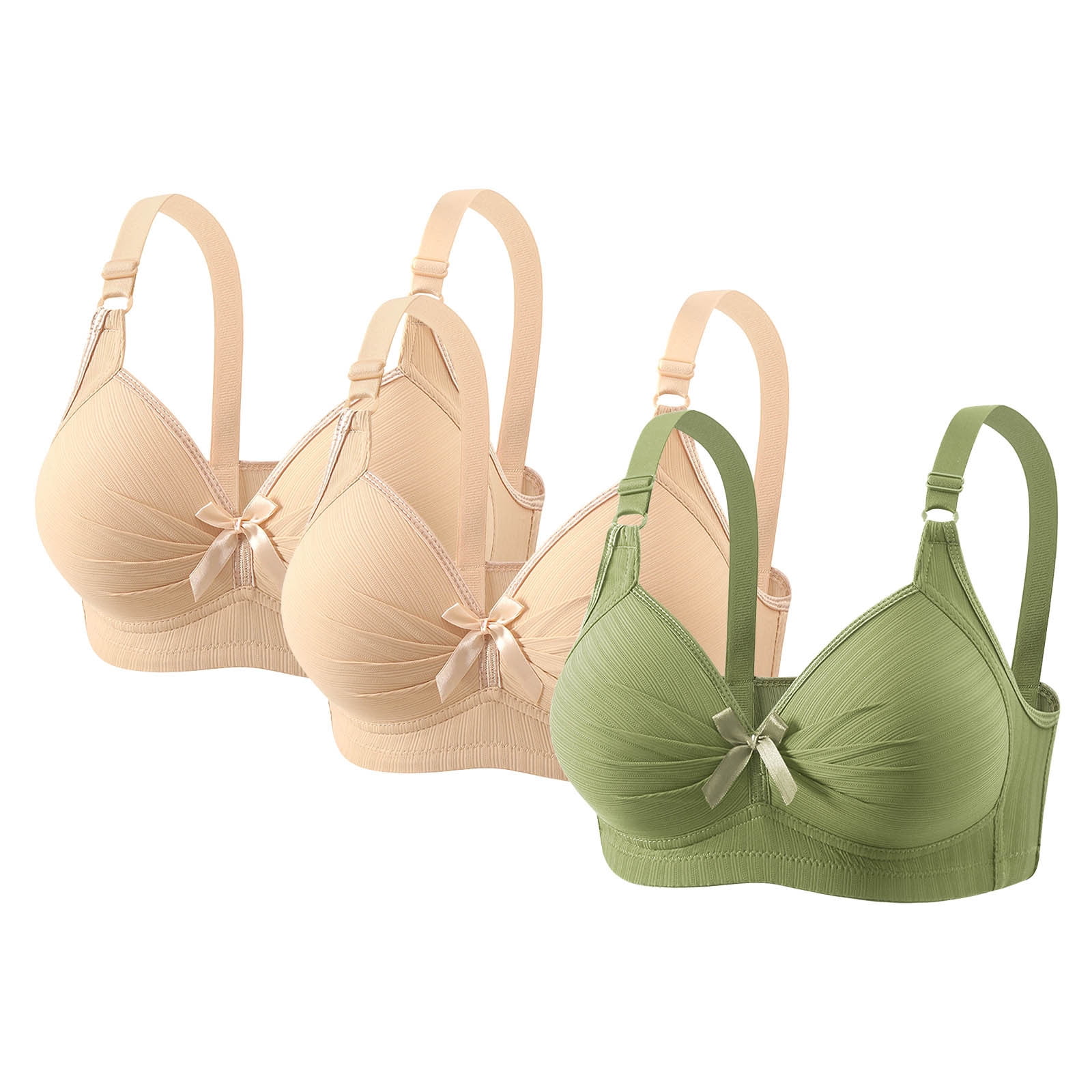 Hrsba 3PC Womens Wireless Everyday Bras Traditional Thin Molded Cup Bra ...