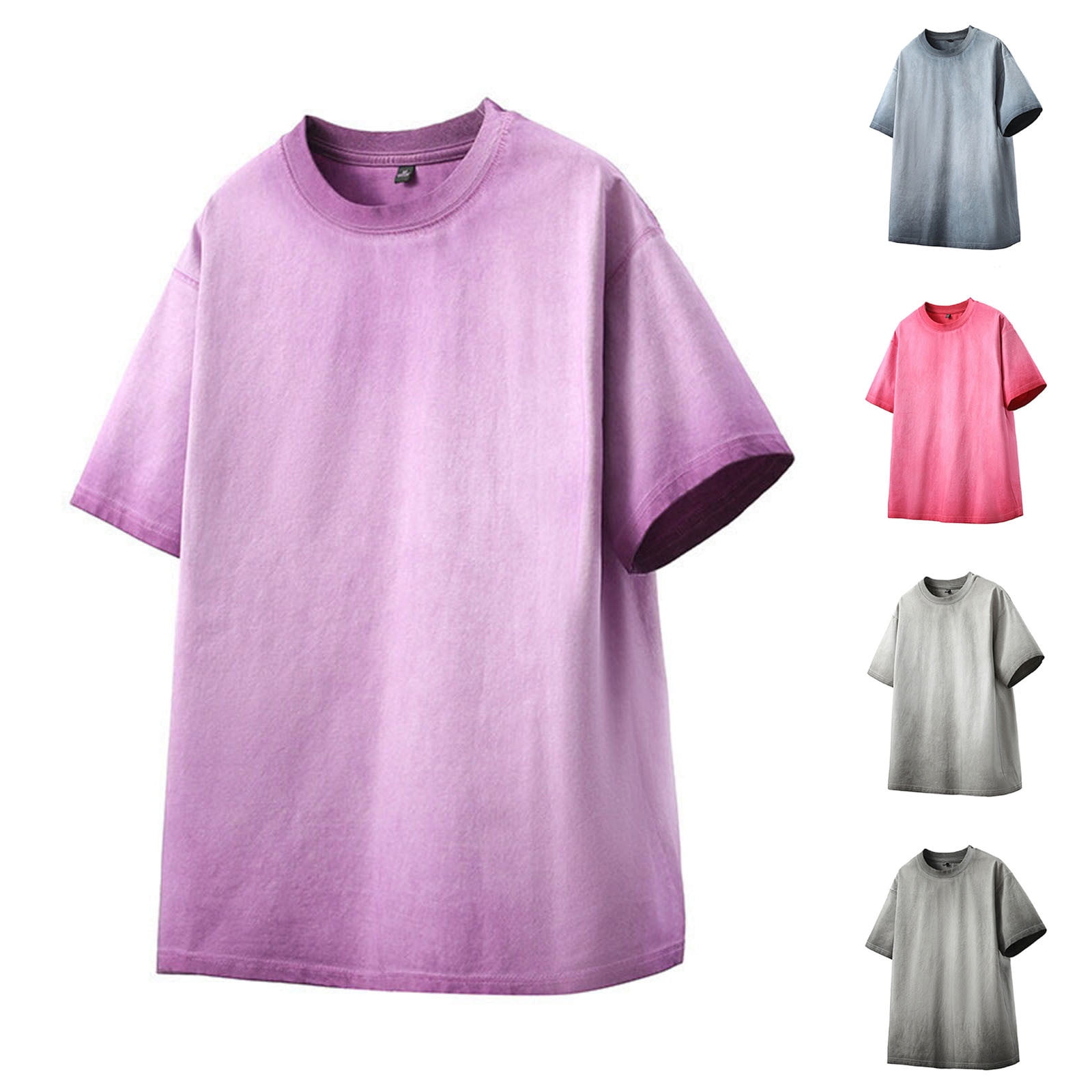 Hrsba Black T Shirts for Man,Washed Gradient Color Sports Casual Short ...