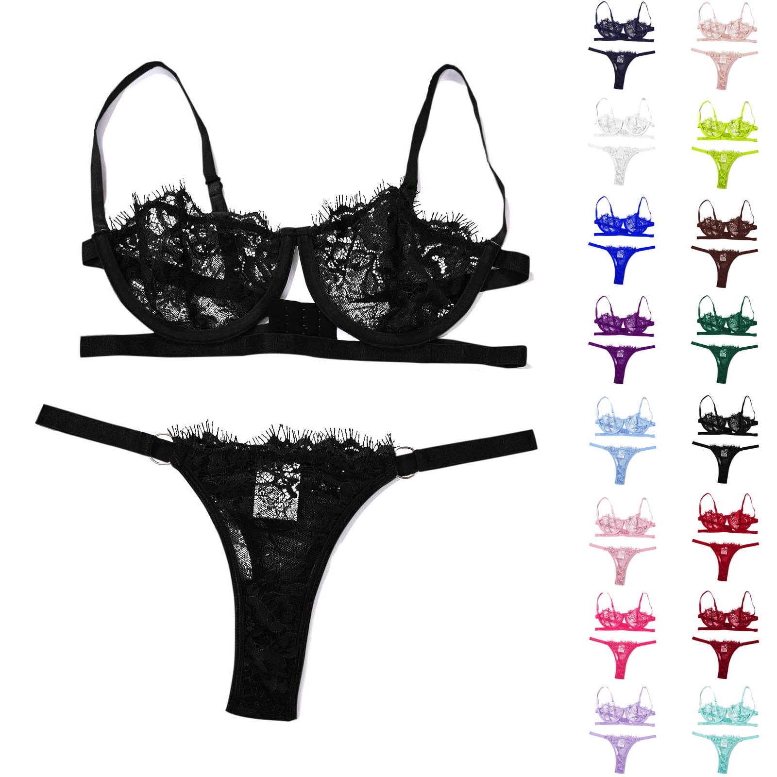 Hrsba Bra and Brief Set Lightweight Soft Material Solid Color 2 Piece ...