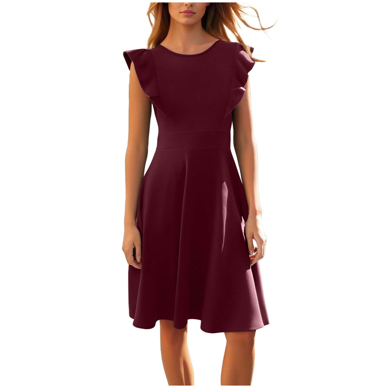 Hrsba Cocktail Dresses for Women, Solid Black Elegant Dress Suitable ...