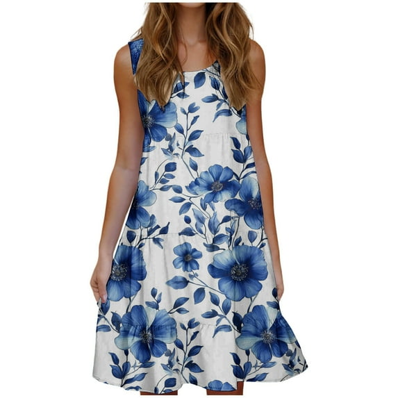 Hrsba Cute Dresses for Women,Hrsba Sleeveless Solid Color Print Beach ...