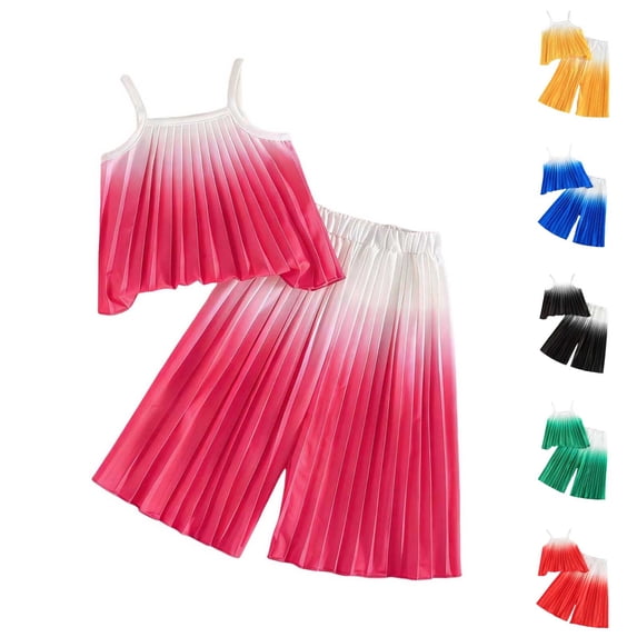 Hrsba Girls Matching Outfits Gradient Print Adjustable Camisole Top ...