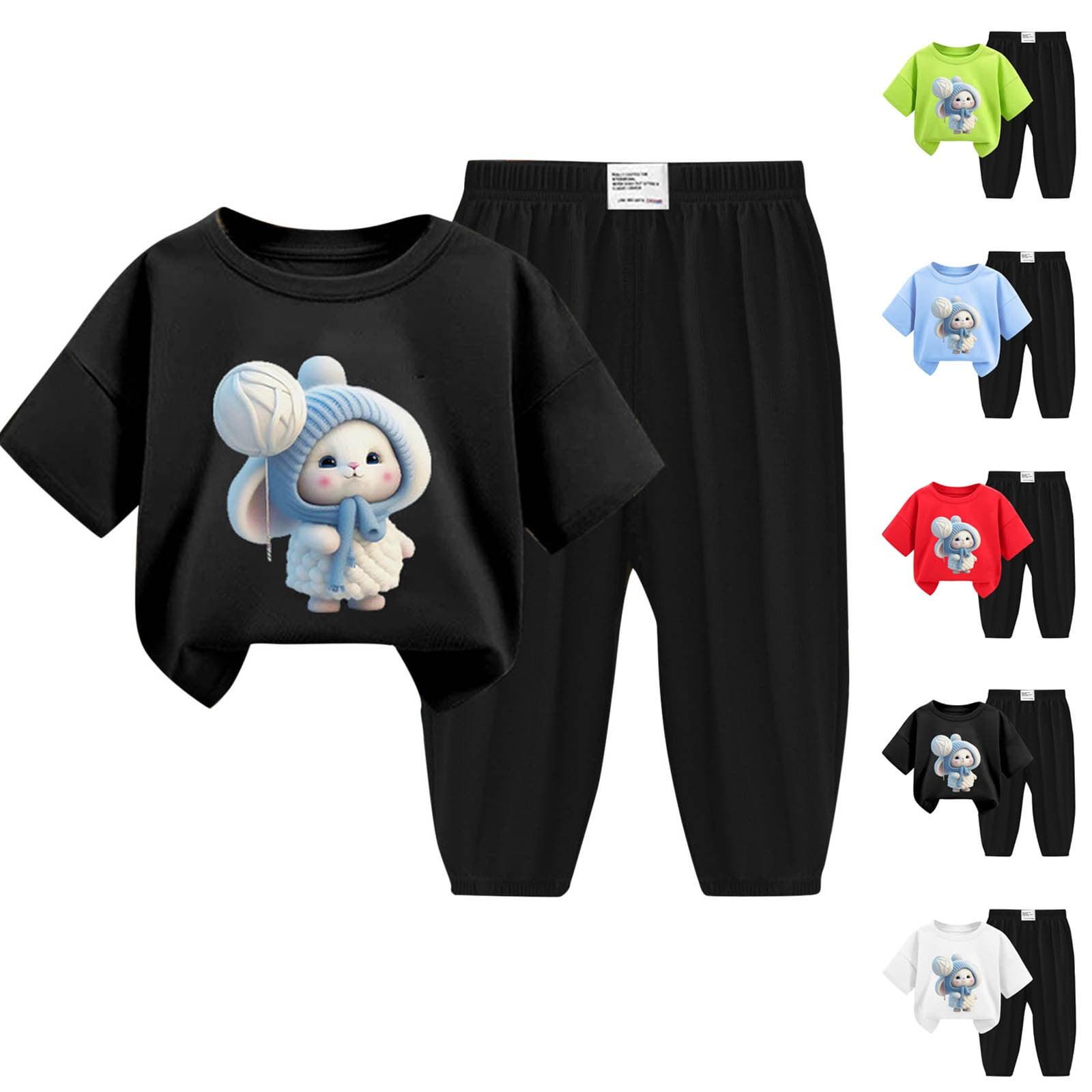Hrsba Kids Fashion Outfits Print Round Neck Tee Breathable Ice Silk ...