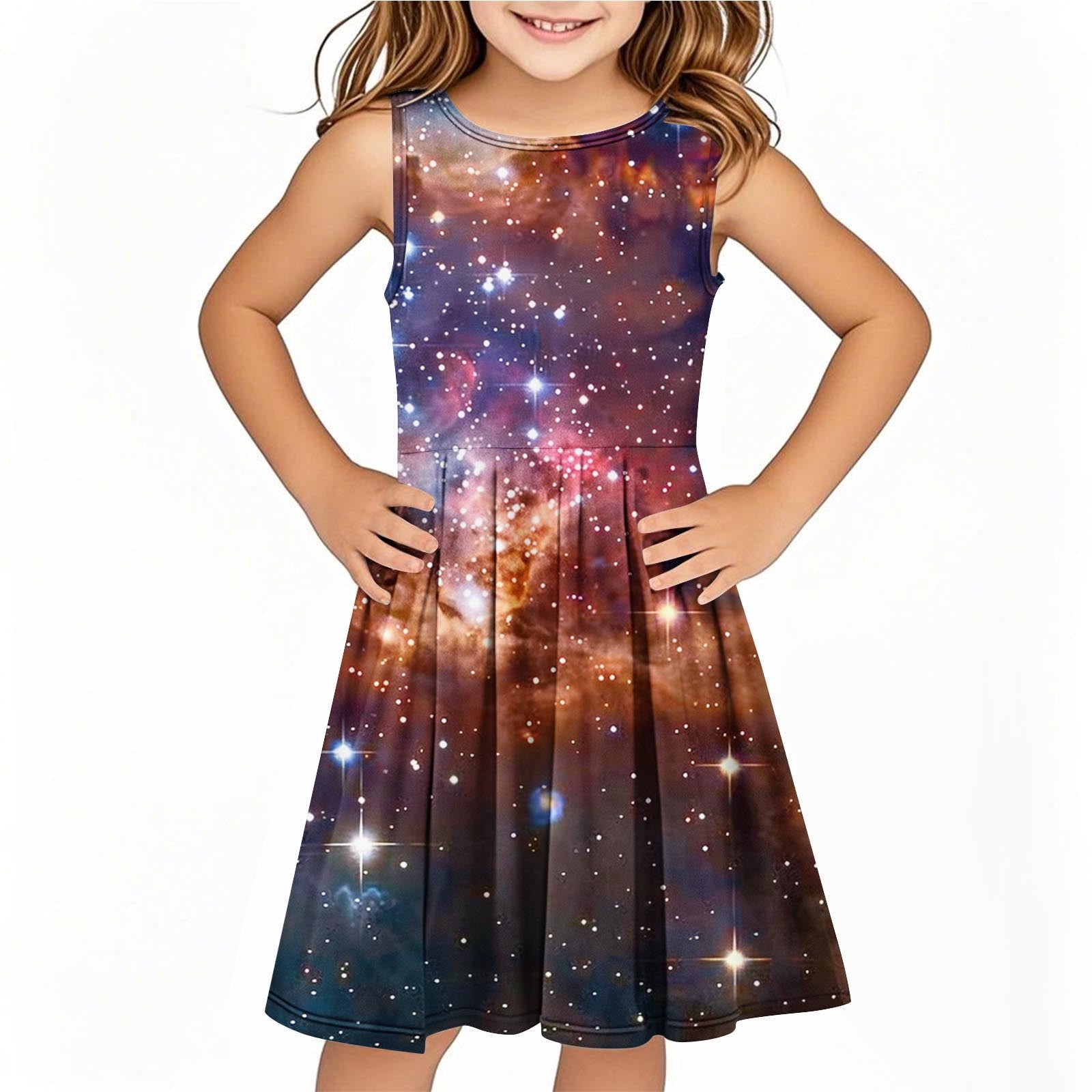 Hrsba Kids Summer Dress,Casual Sleeveless Dress for Girls,Kids Girls ...