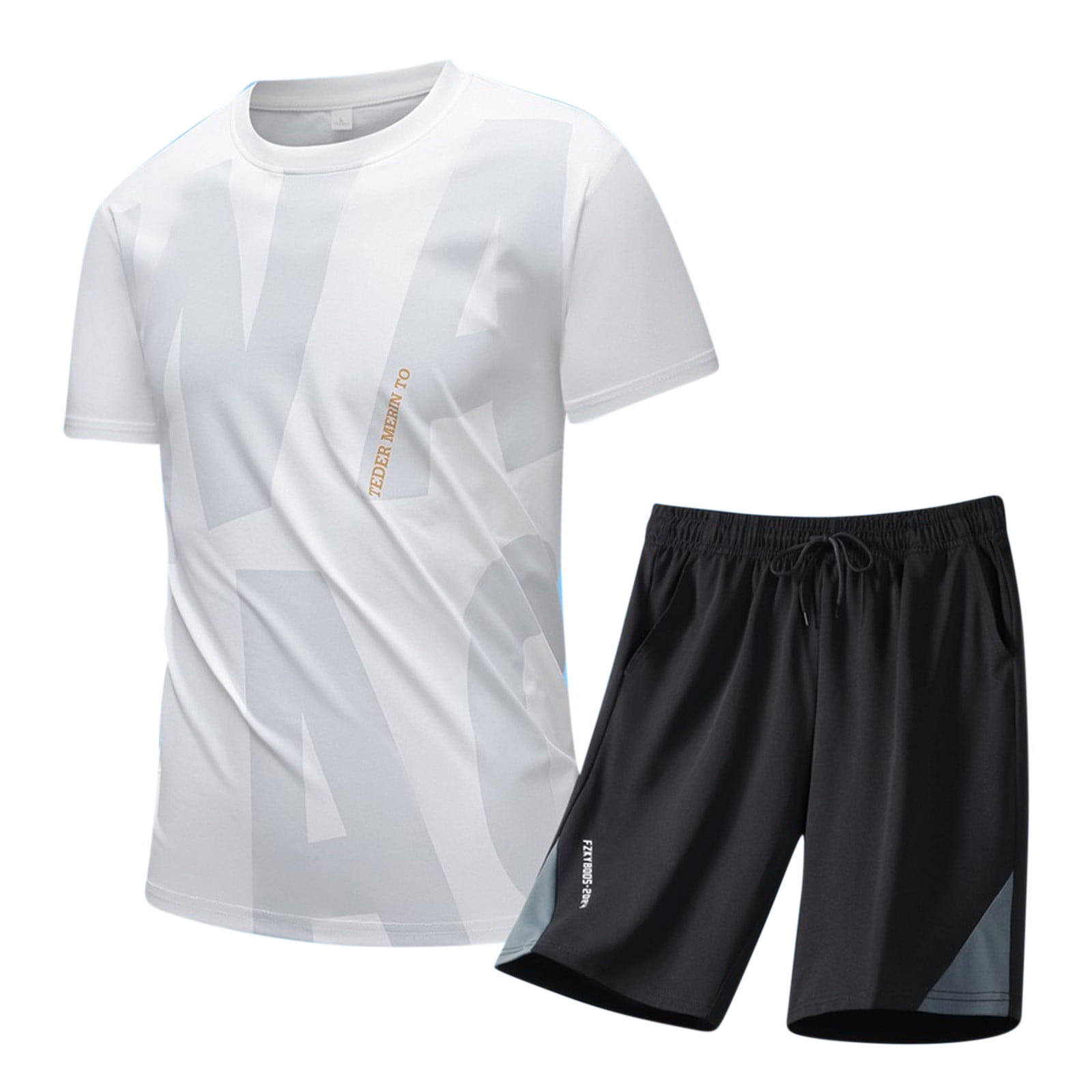 Hrsba Mens Casual Outfits, Crew Neck Short Sleeve and Shorts Summer ...