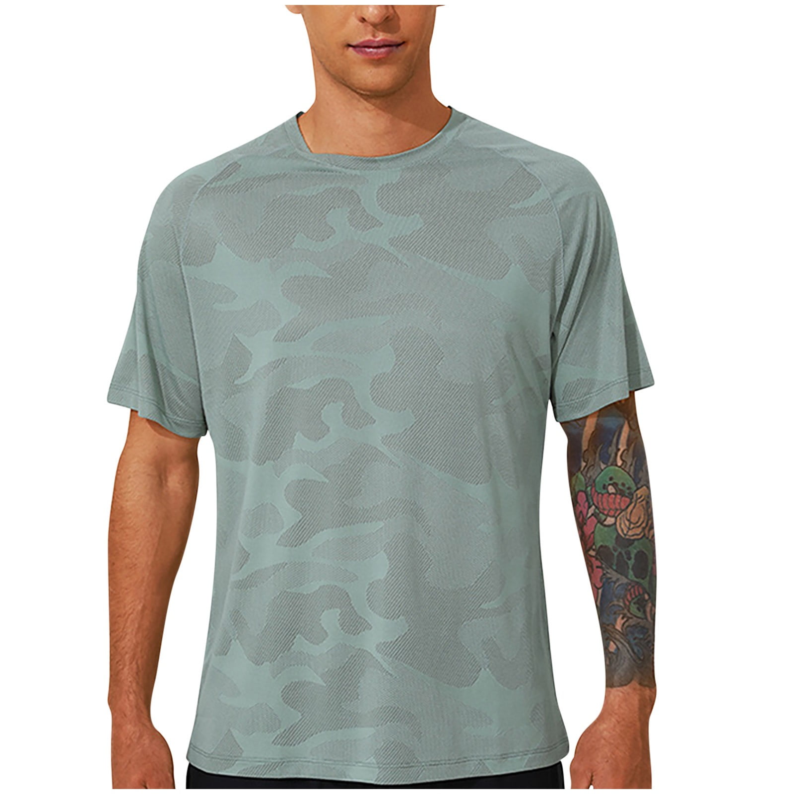 Hrsba Mens Tee Shirts,Solid Color Tight Workout Gym Running Fast Drying ...