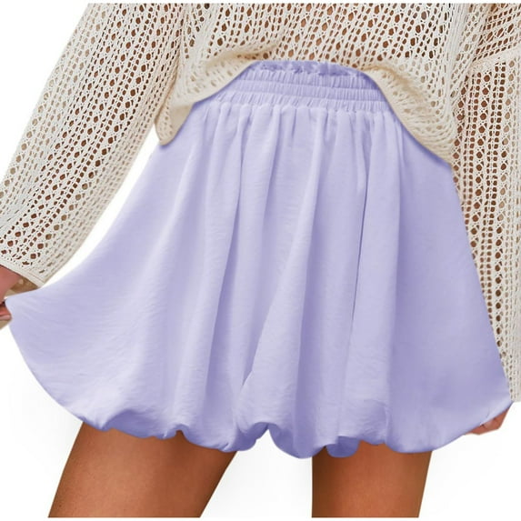 Hrsba Mini Dresses, Solid Color Ruffled Tiered Skirts Casual Summer ...