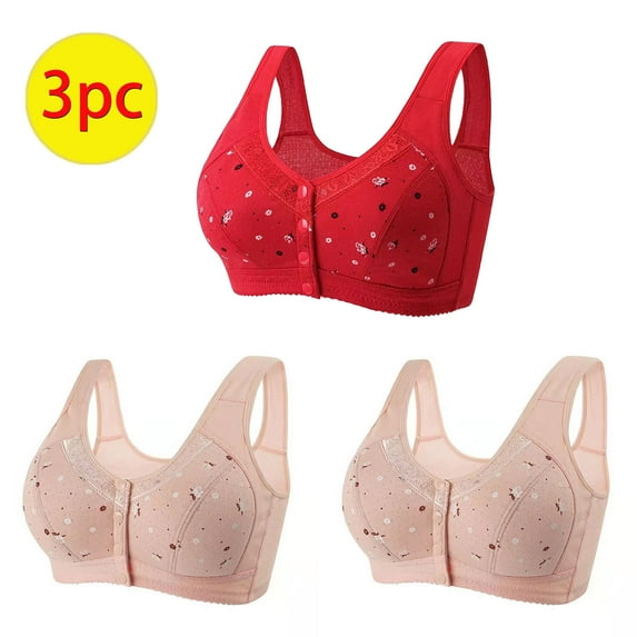 Hrsba Plus Size Bra,3 Pack Wireless Push Up Bra Comfortable Breathable ...
