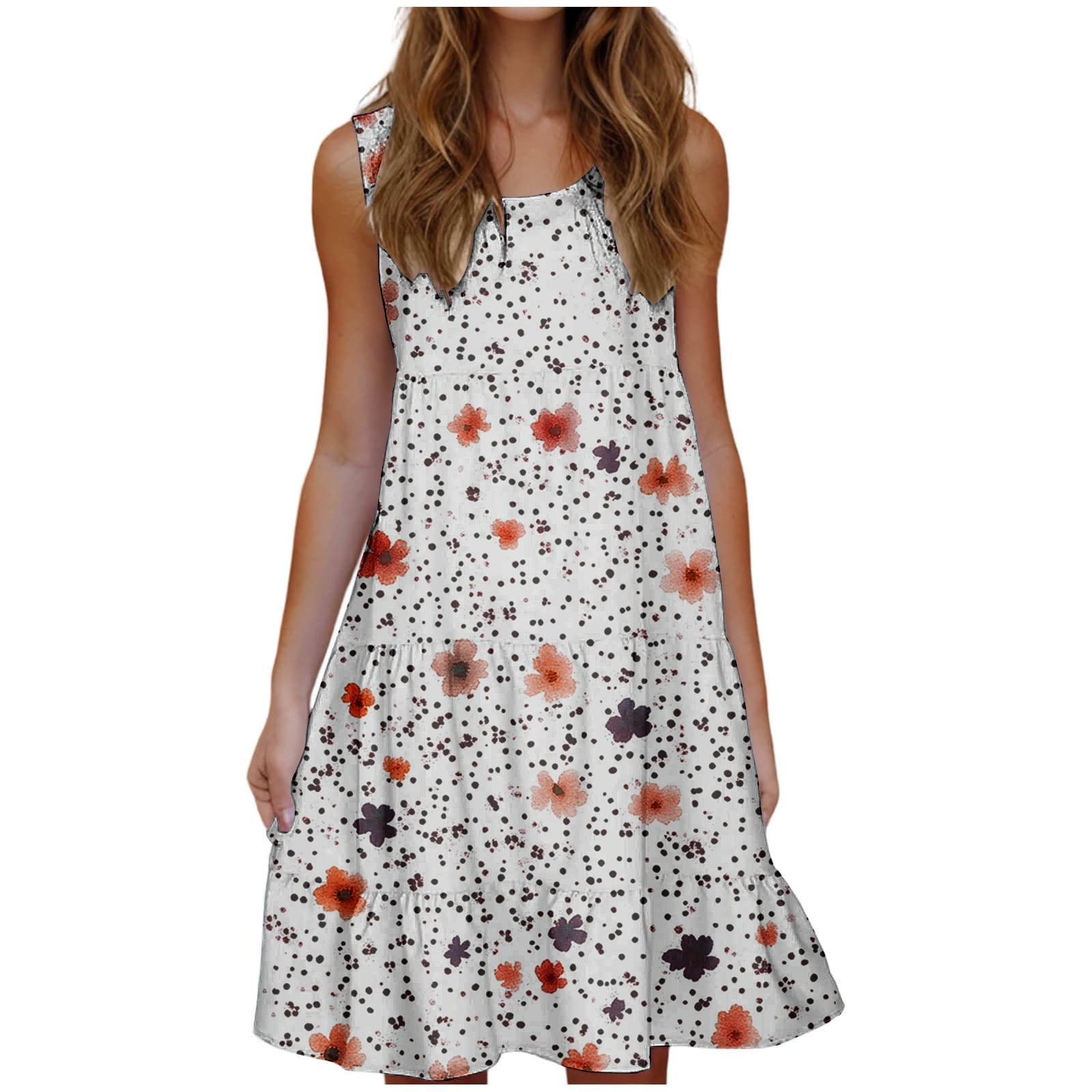 Hrsba Sleeveless Dress for Women,Hrsba Solid Color Print Summer Beach ...