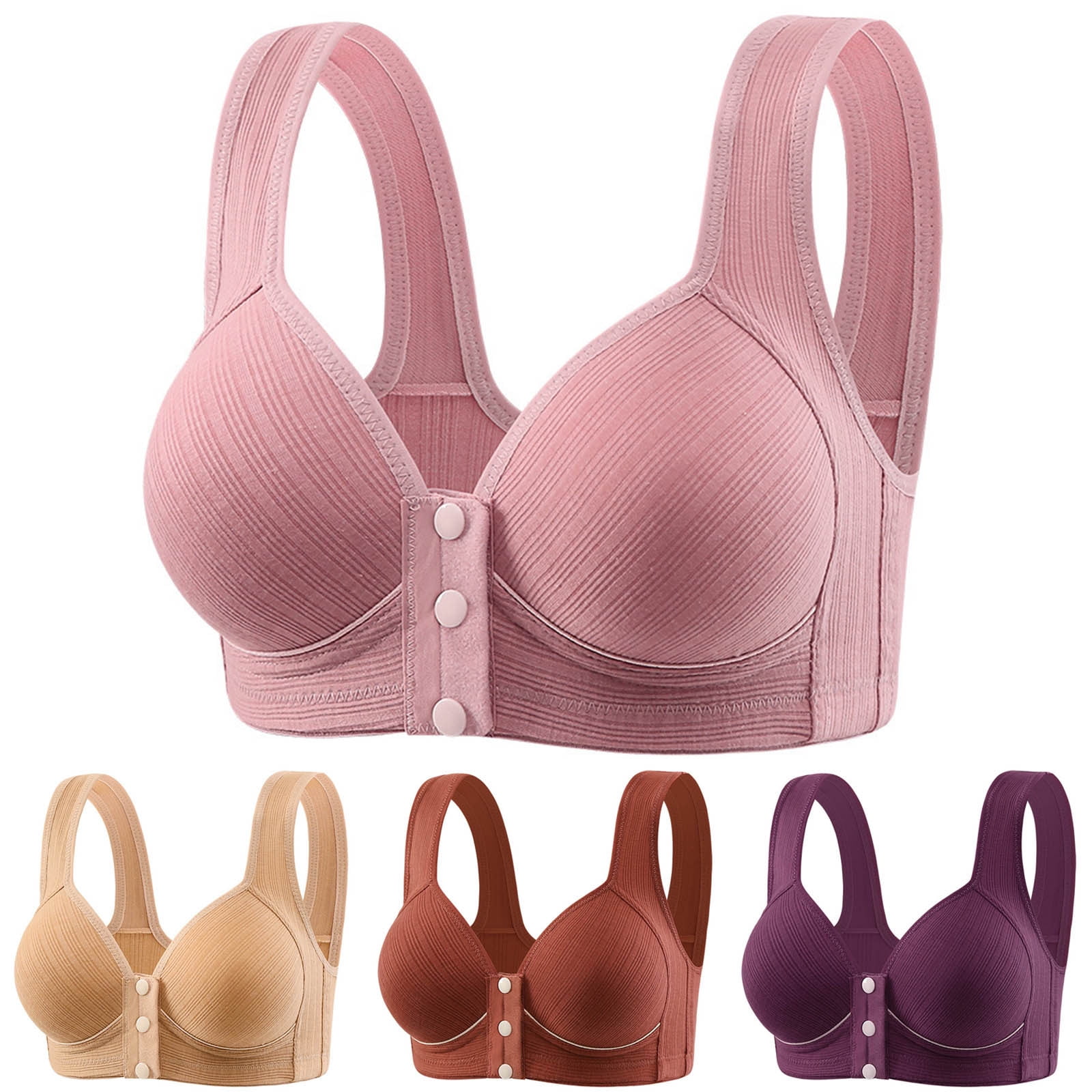 Hrsba Womens Plus Size Bra,Fashion Women Solid Color Front Opening ...