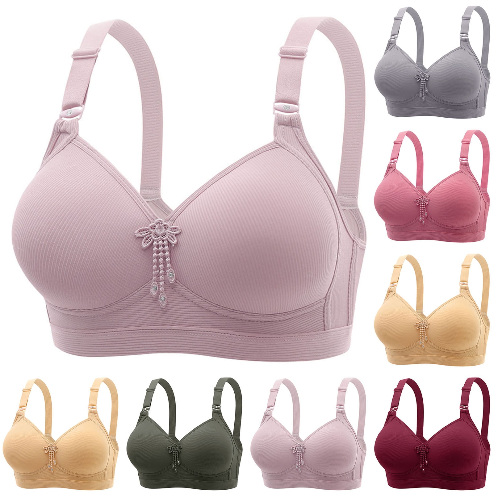 Hrsba Womens Plus Size Bra,Woman Color Thin And Steel Hoop Gathered ...