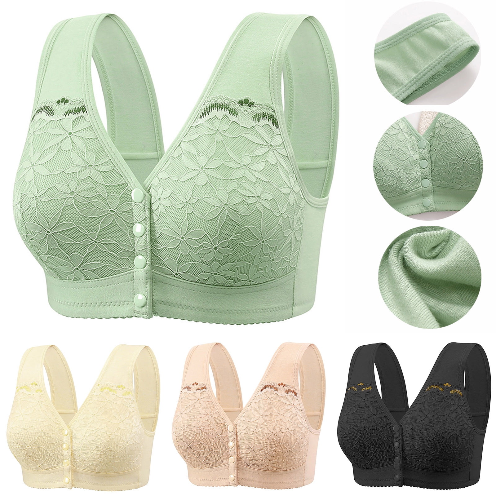 Hrsba Womens Plus Size Bra,Woman's Solid Color Large Bra Wide Shoulder ...