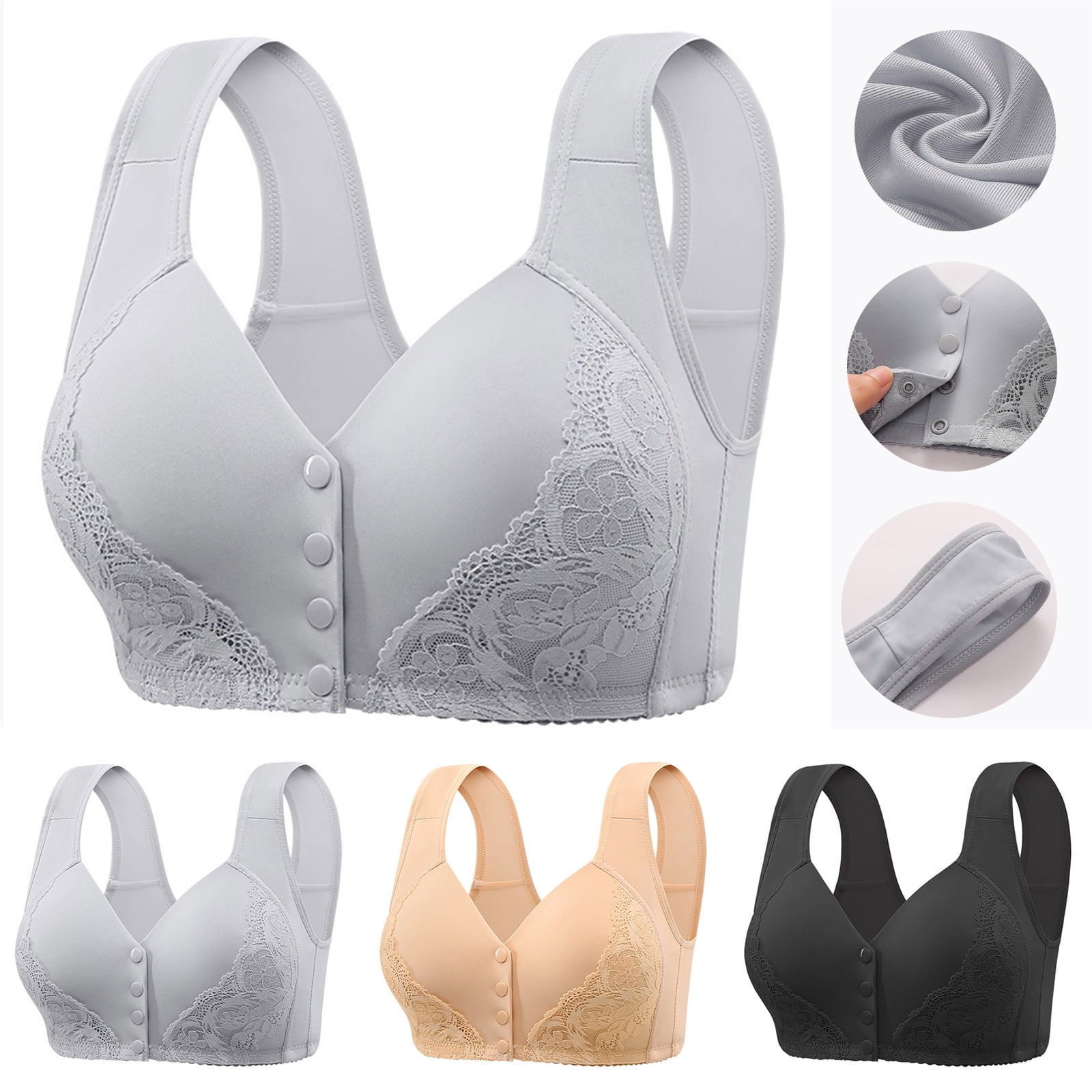 Hrsba Womens Plus Size Bra,Woman's Solid Color Large Bra Wide Shoulder ...