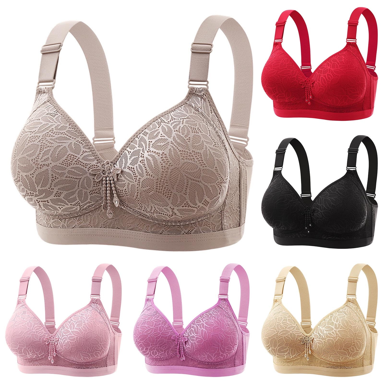 Hrsba Womens Plus Size Bra,Women's Large Size Lace Fixed Cup Bras ...