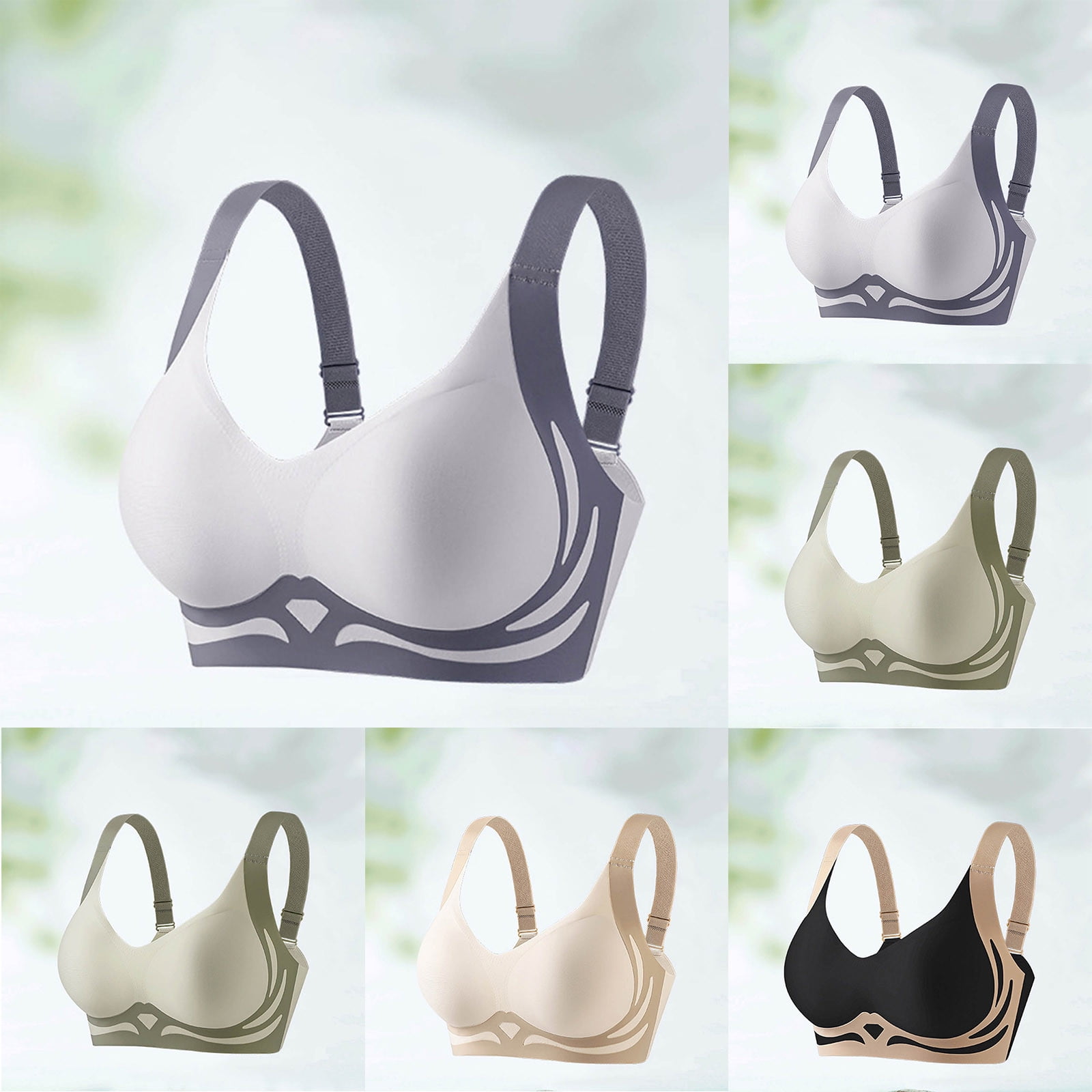 Hrsba Womens Plus Size Bra,Women's Solid Color Color Blocking Lifting ...