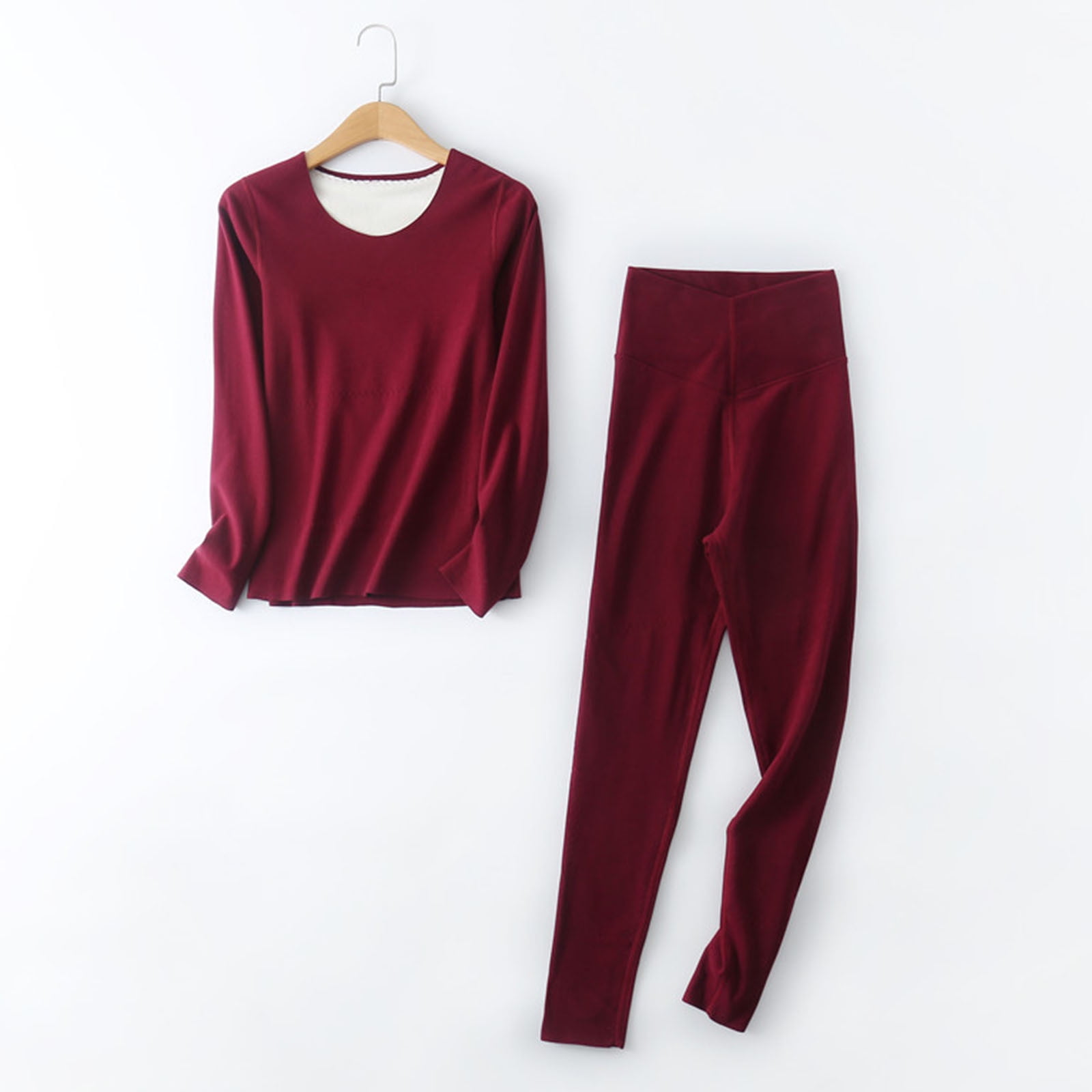 Hrsba Womens Winter Warm Pajama Sets,2 Piece Pajama Set for Women Solid ...