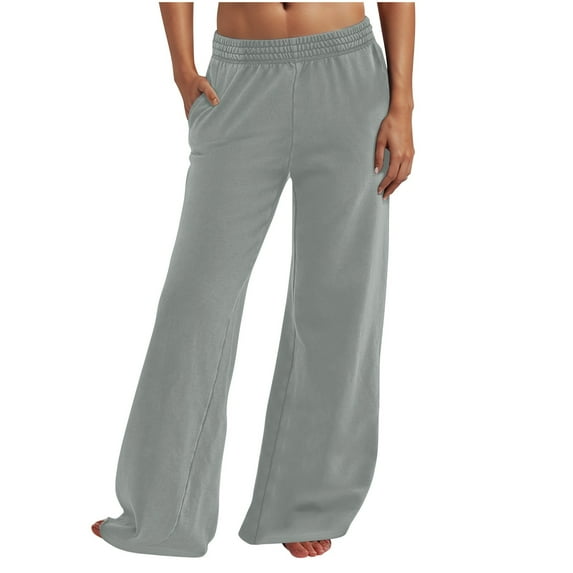 Hrsba Workout Pants Women,Solid Color Plus Size Wide Leg Pants for ...