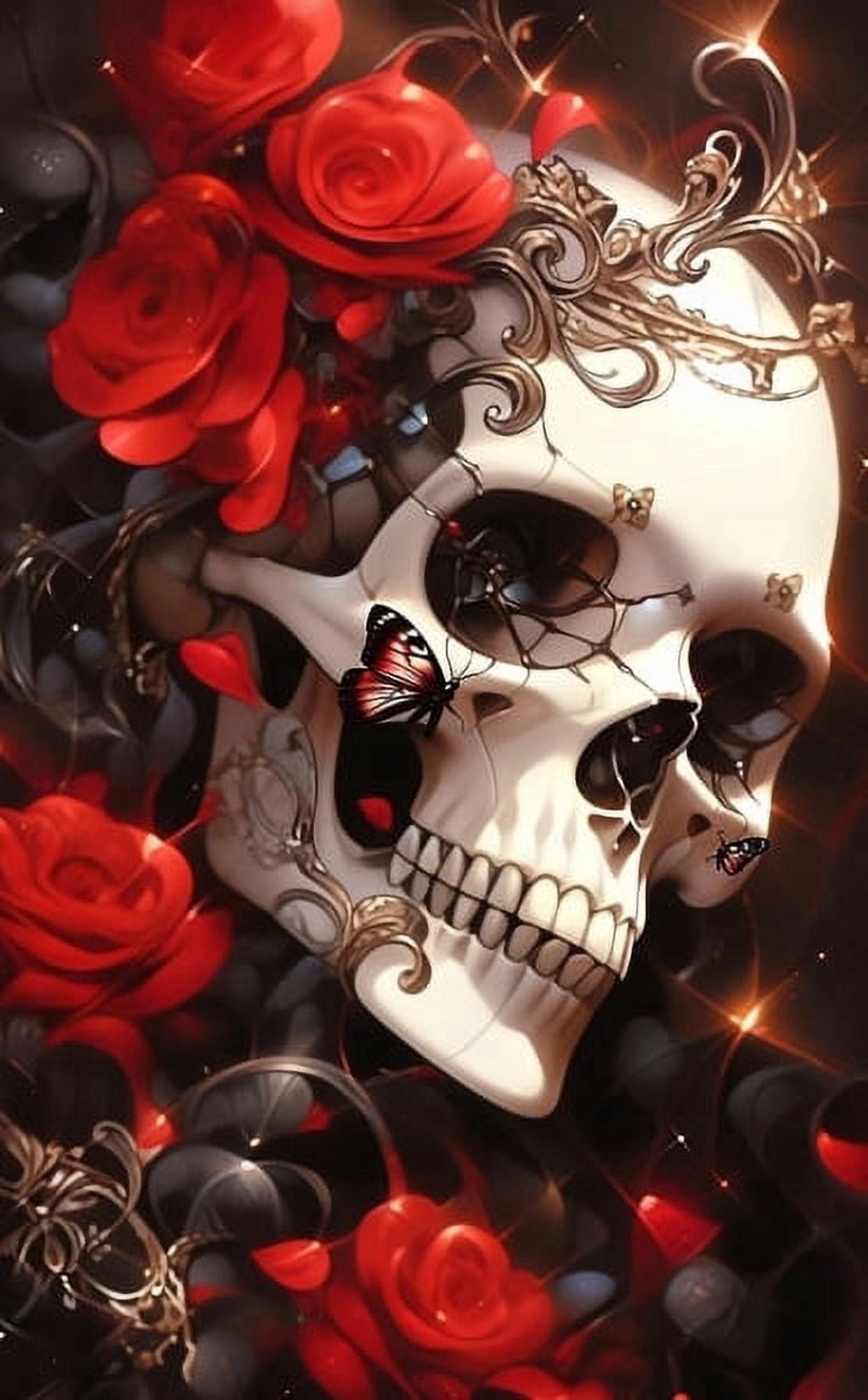 HsdsBebe Halloween Diamond Art Kits, Rose Skull Gem Art Craft, Acrylic ...