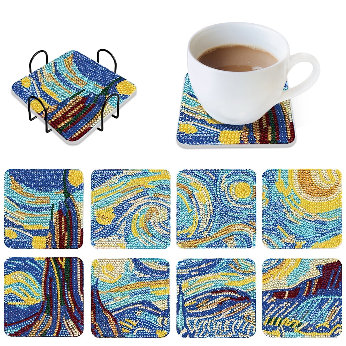 HsdsBebe DIY Starry Sky Diamond Art Painting Coasters Kit with Holder ...