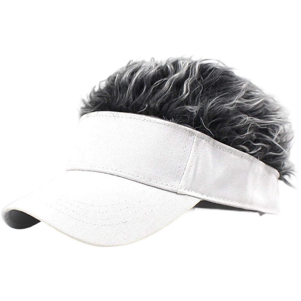 Hsqqdc Mens Visor Cap with Fake Hair Novelty Golf Hats Wig Hat Spiked ...