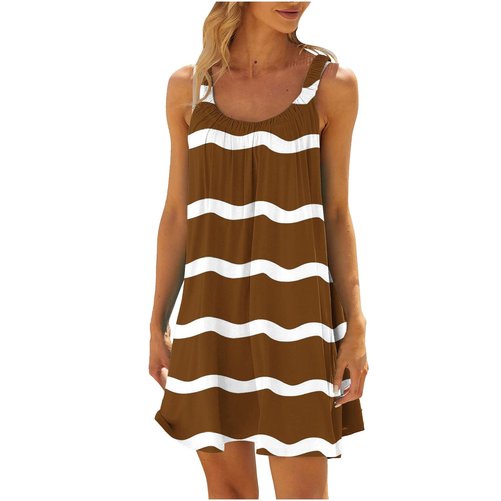 Htigea 2025 New Sundresses for Women Trendy Stripe Print Hawaiian ...