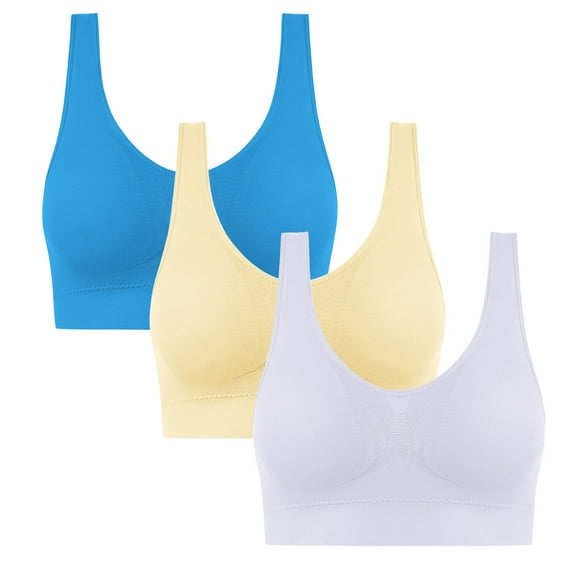 Htigea 3 Packs Women's Plus Size Bra Wireless Anti Sagging Sports Bras ...