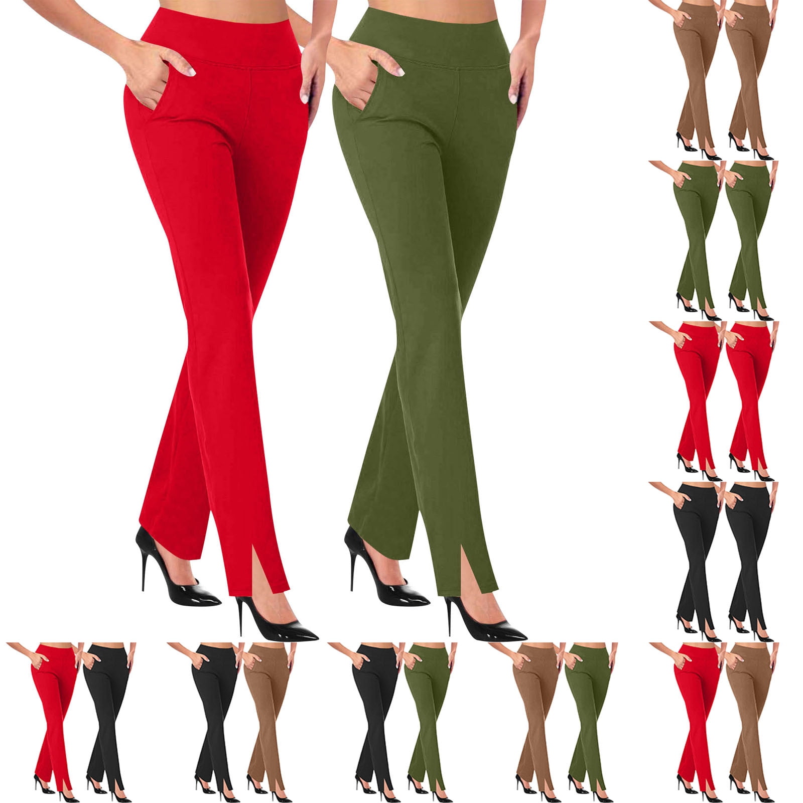 Htigea Clearance 2 Pack Women's Stretchy Bootcut Dress Pants Office ...