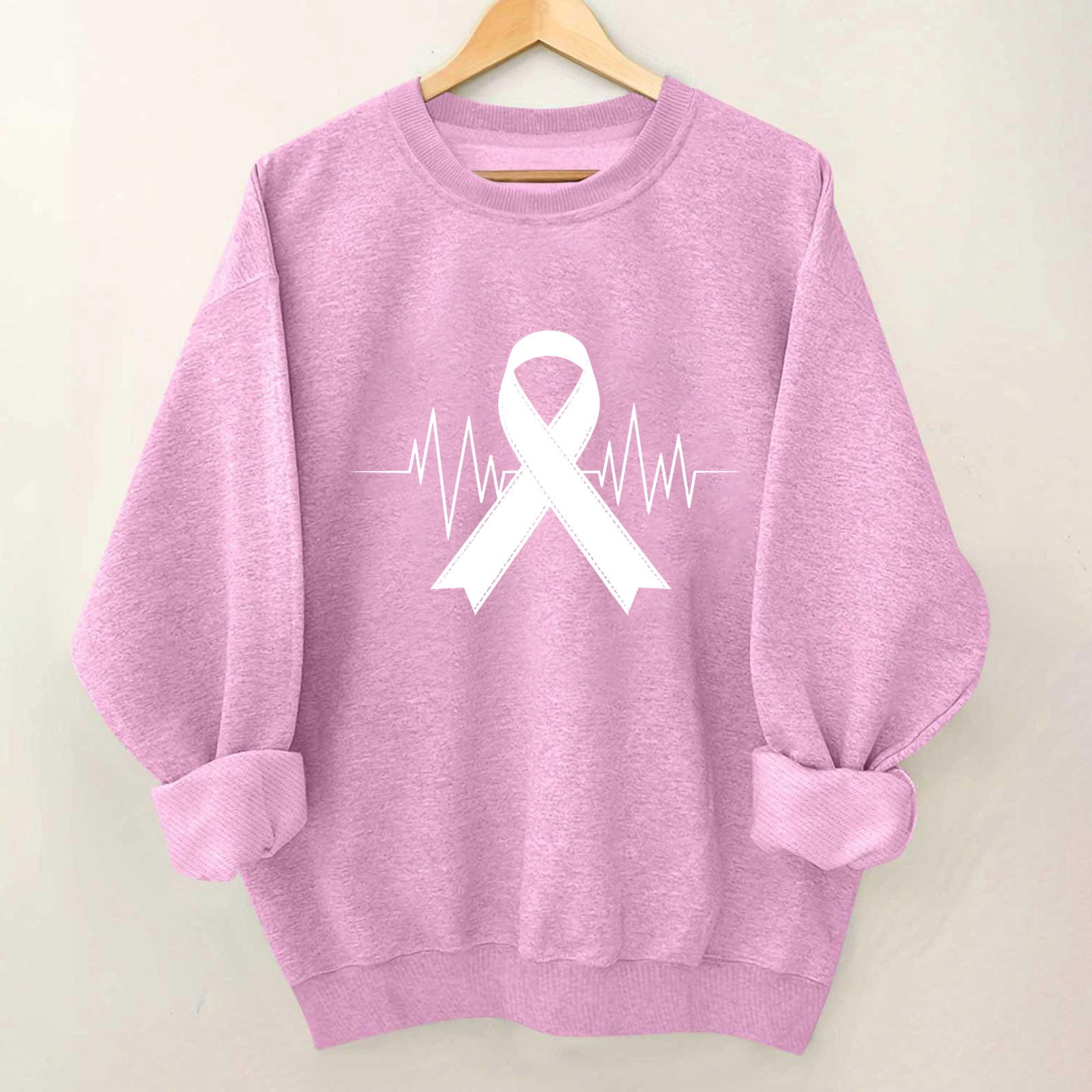 Htigea Breast Cancer Sweatshirts for Women Graphic Pink Ribbon Breast ...