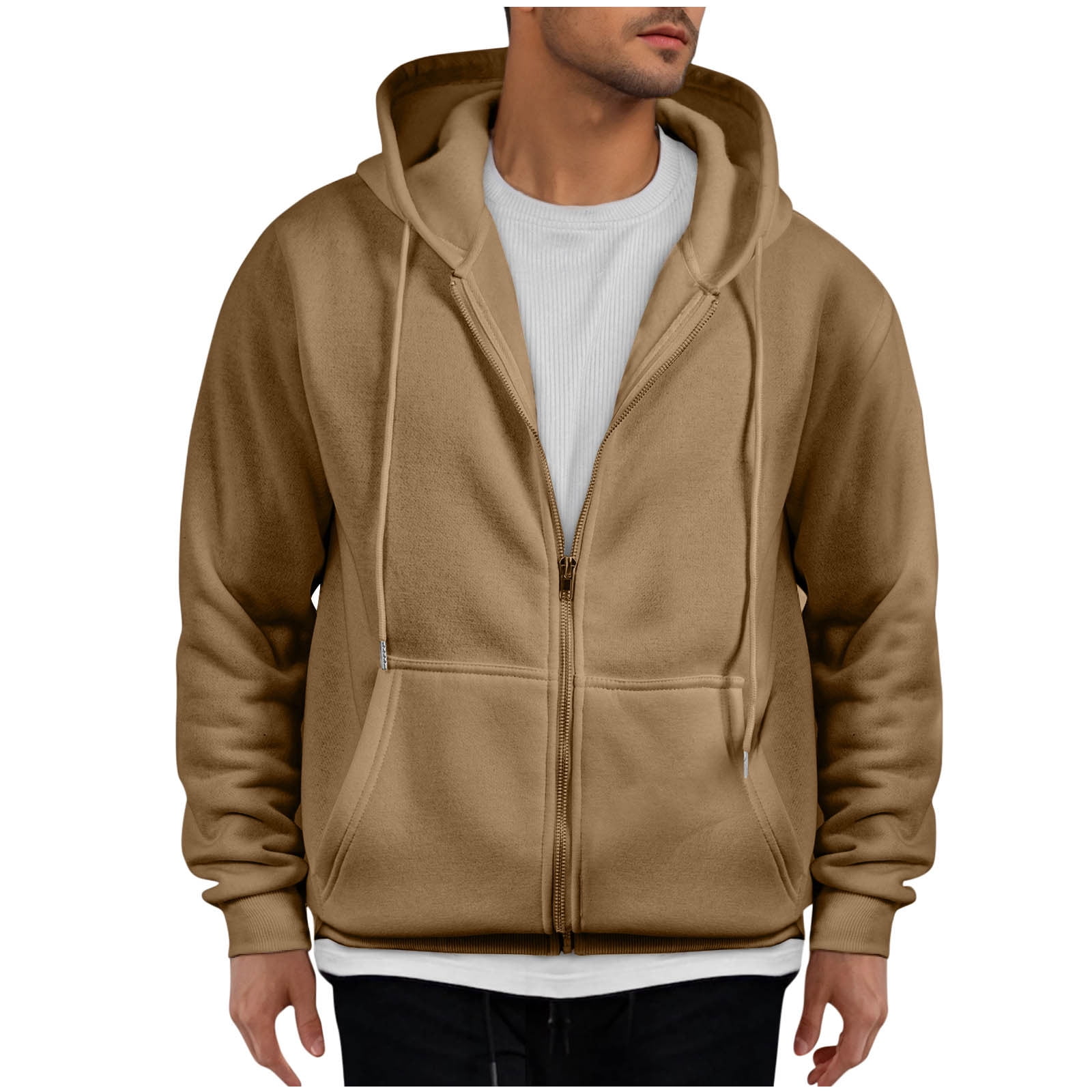 Htigea Clearance Hoodies for Men Zip Up Hoodie Drawstring Casual Long ...