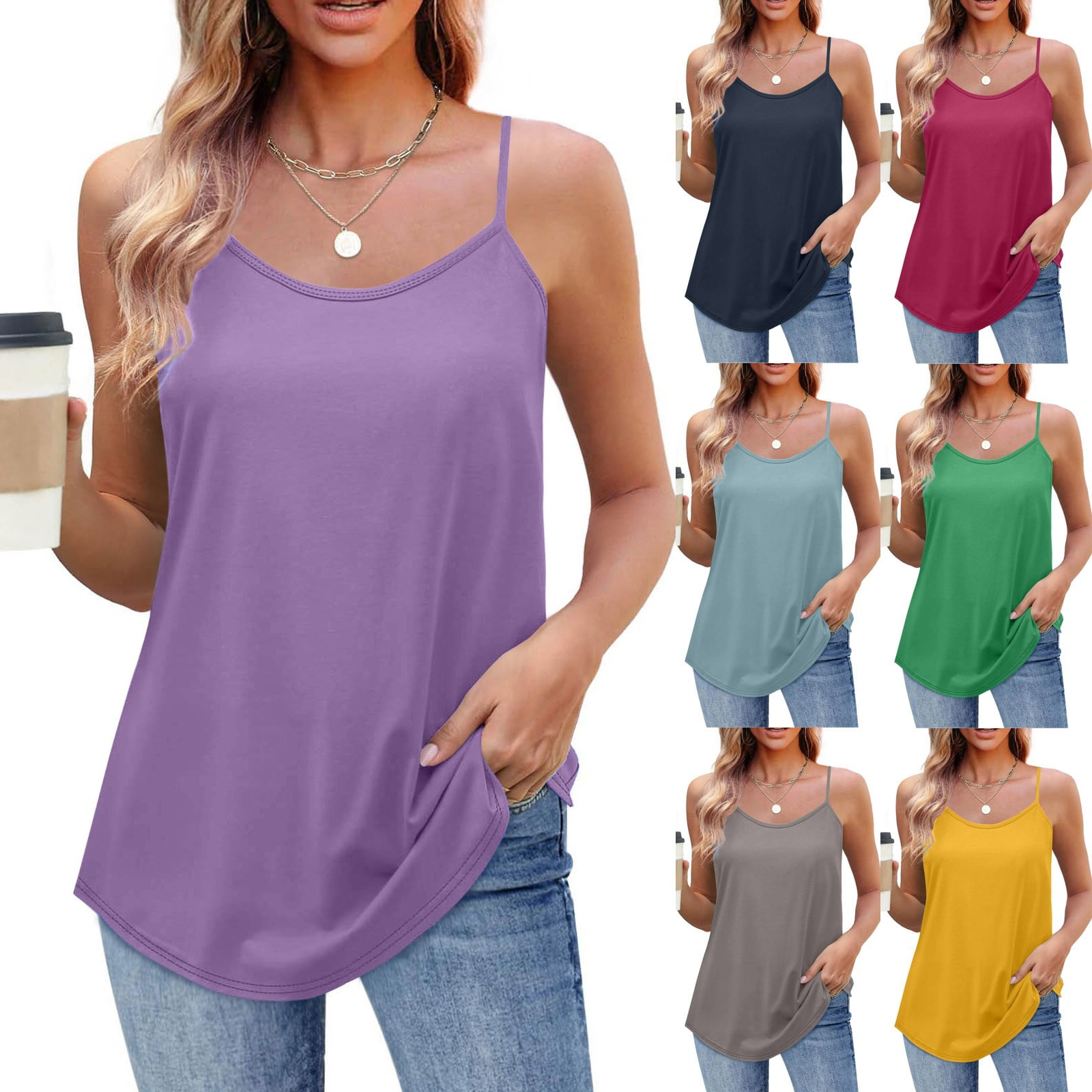 Htigea Clearance Womens 2025 Tank Tops Casual Crewneck Sleeveless T ...