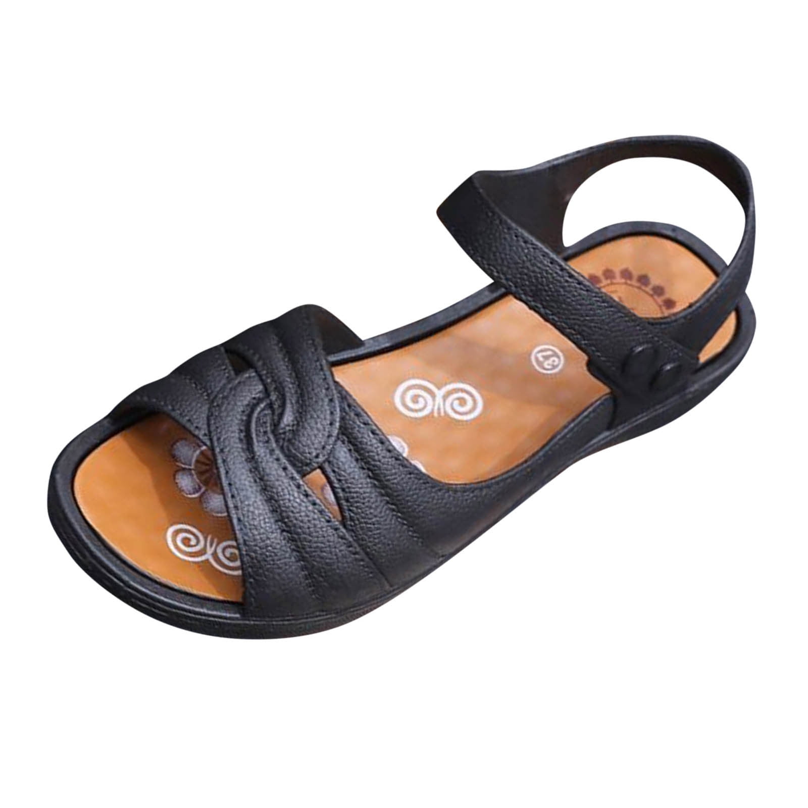 Htigea Flat Sandals for Women Dressy Open Toe Ankle Strap Sandals ...