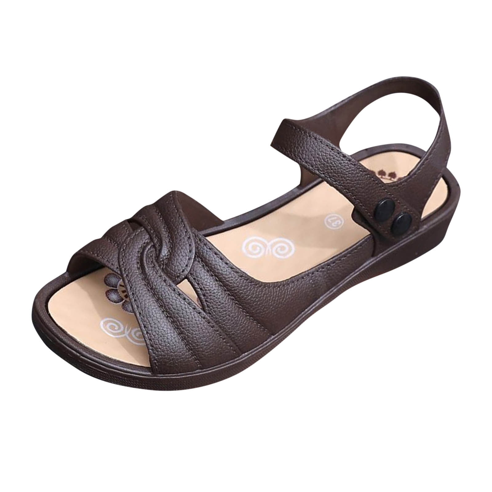 Htigea Flat Sandals for Women Dressy Open Toe Ankle Strap Sandals ...