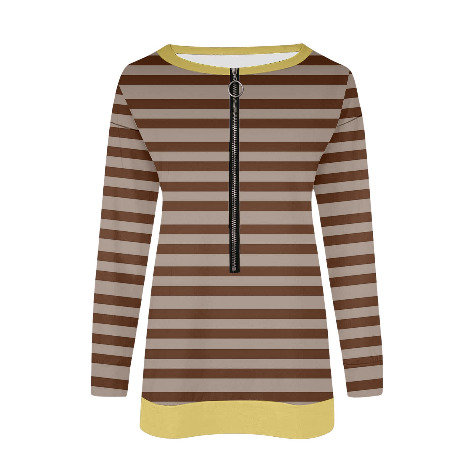 Htigea Half Zipper Sweatshirts for Women Preppy Striped Long Sleeve ...