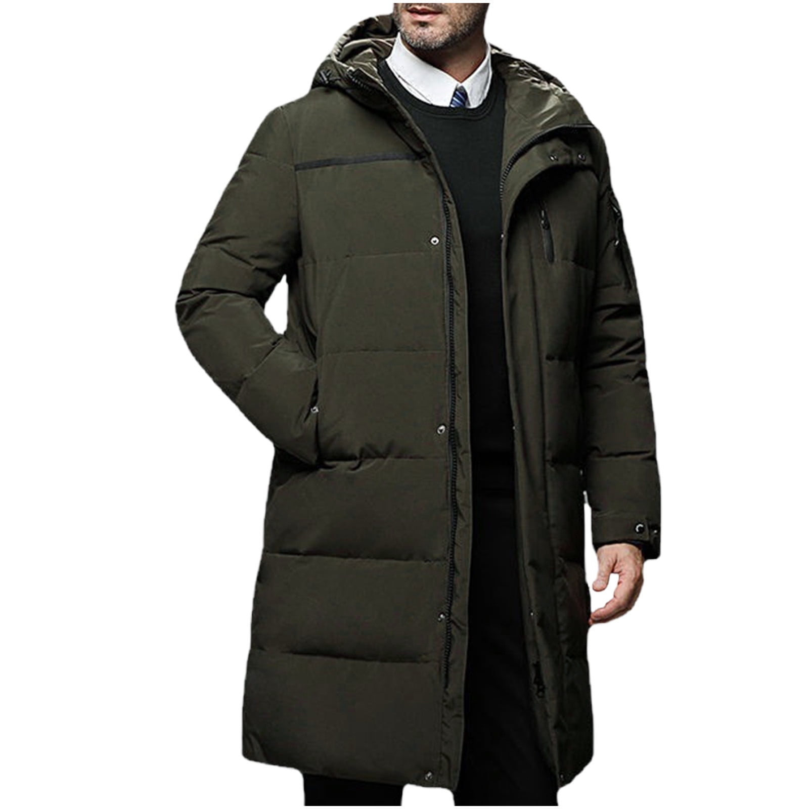 Htigea Mens Winter Long Coat Warm Padded Puffer Jacket Thicken Down ...