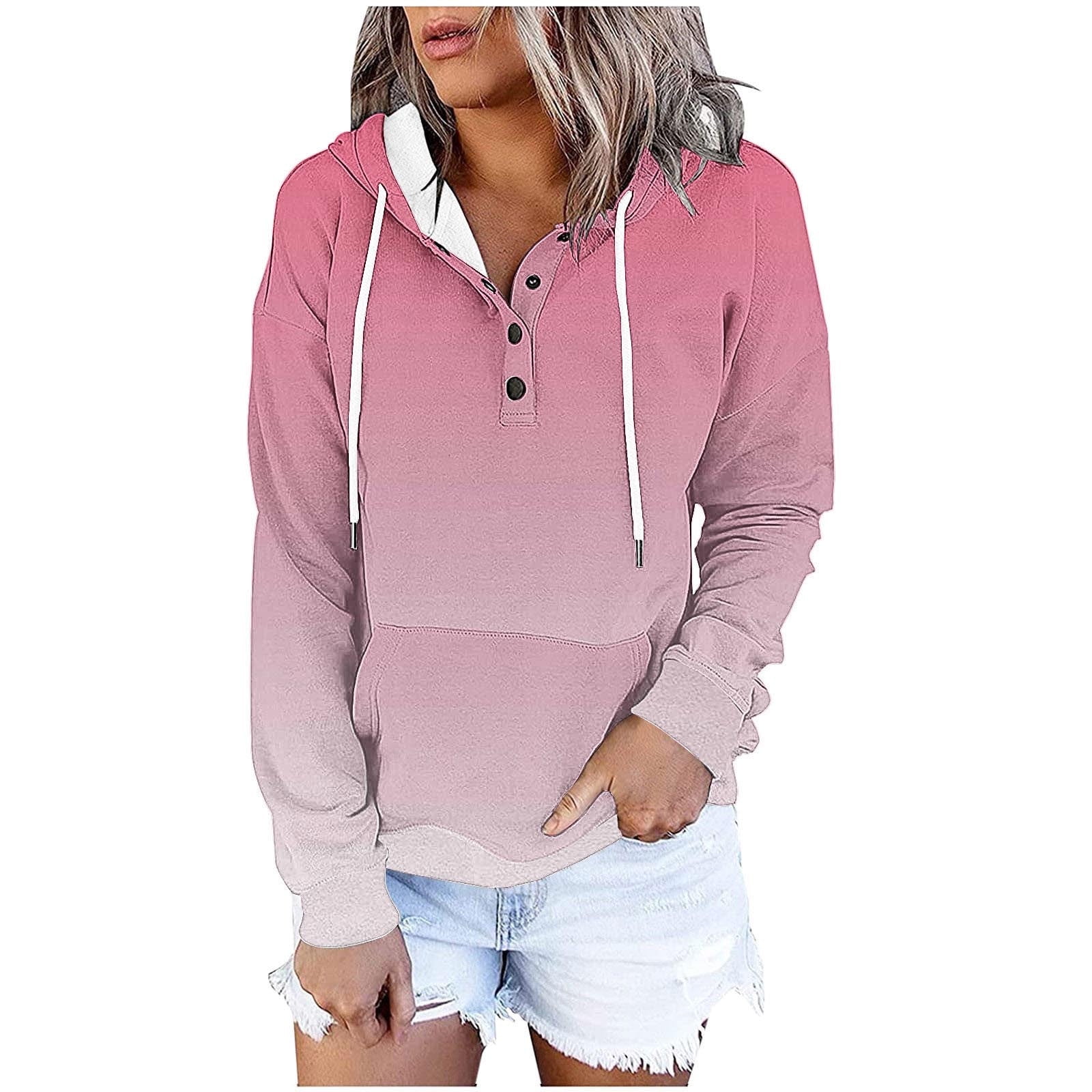 Htigea Women's Hooded Sweatshirts Trendy Gradient Color Hoodies Casual ...