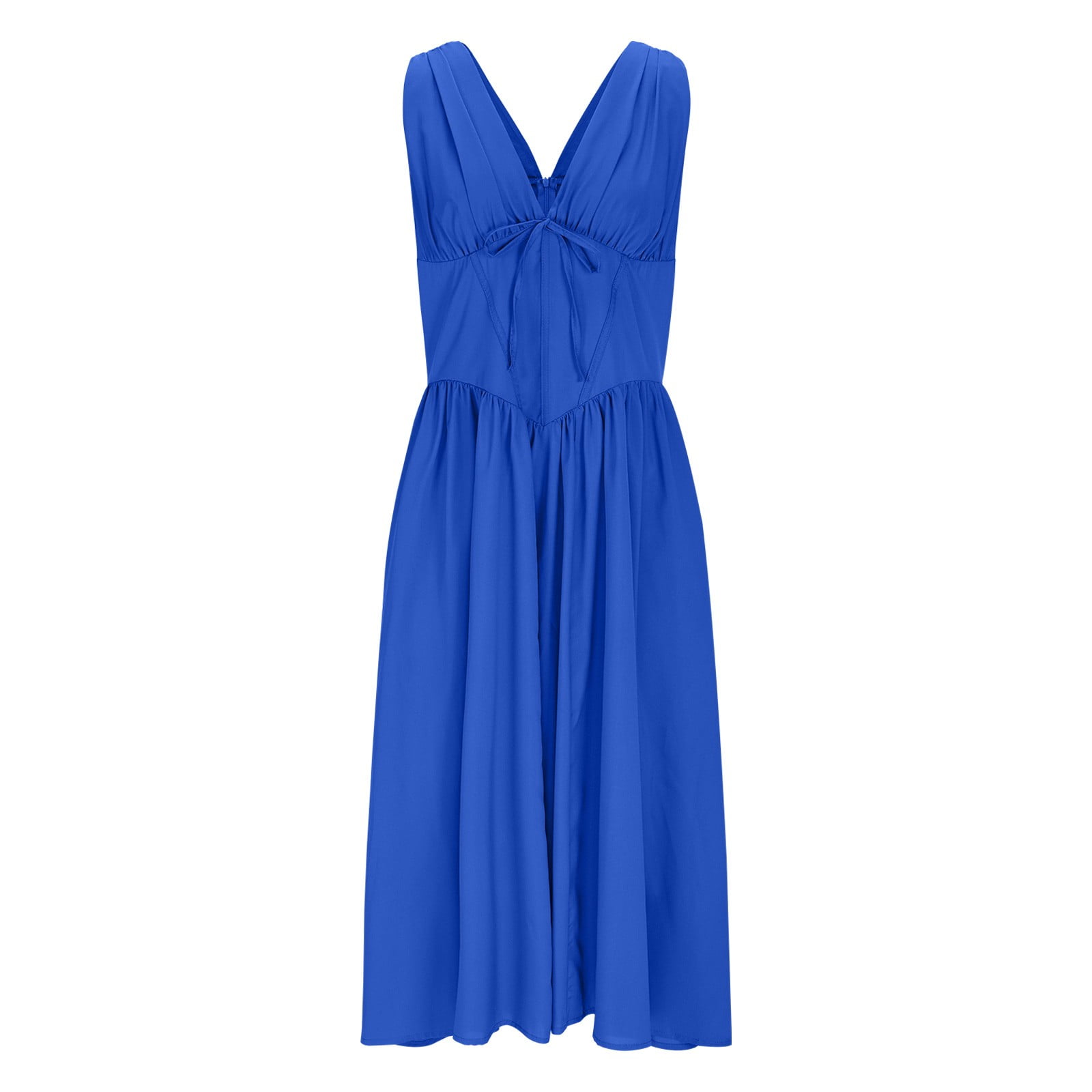 Htigea Womens Deep V Neck Dress Summer Sleeveless Pleated Open Back A ...