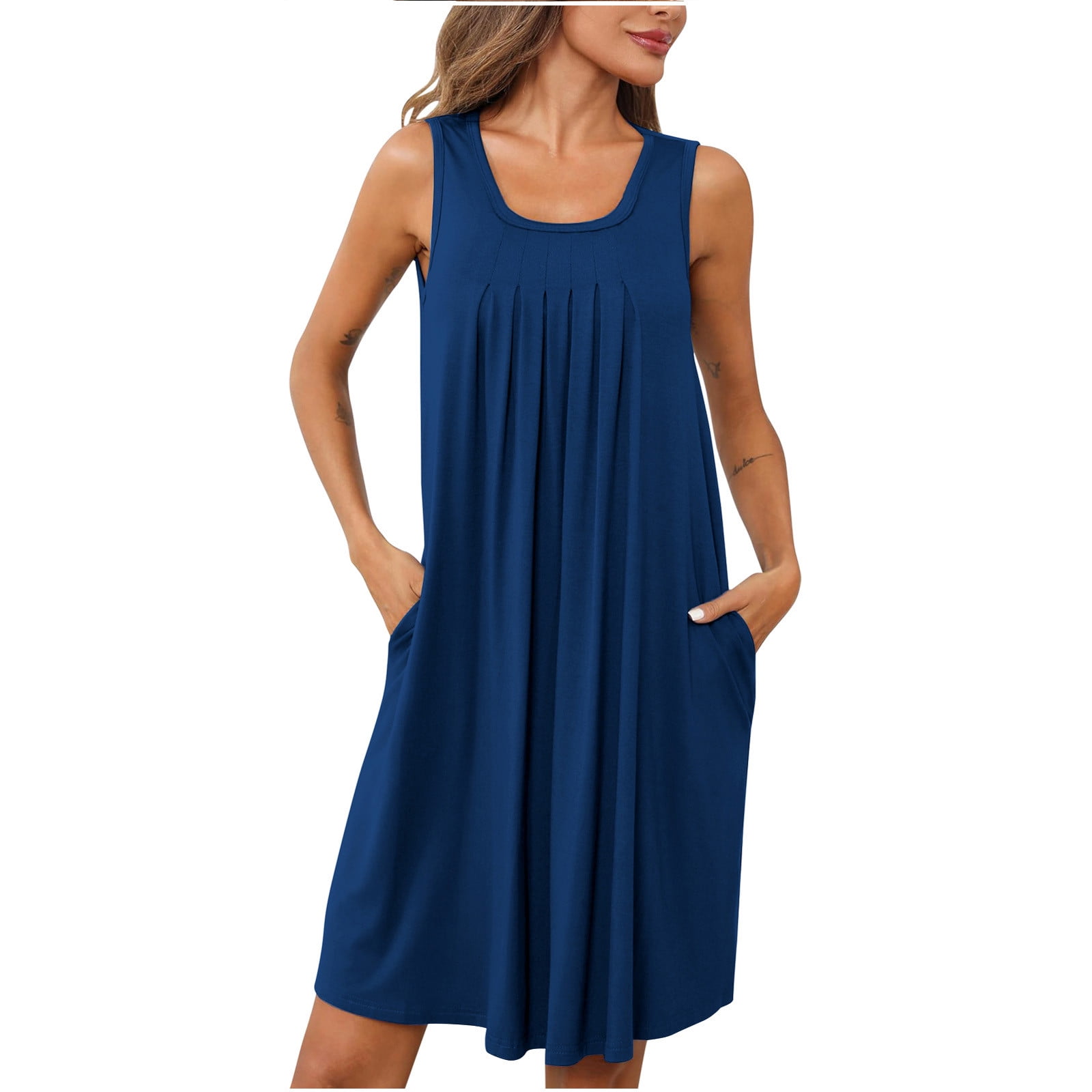 Htigea Womens Summer Nightdresses 2025 Trendy Solid Color Tiered ...
